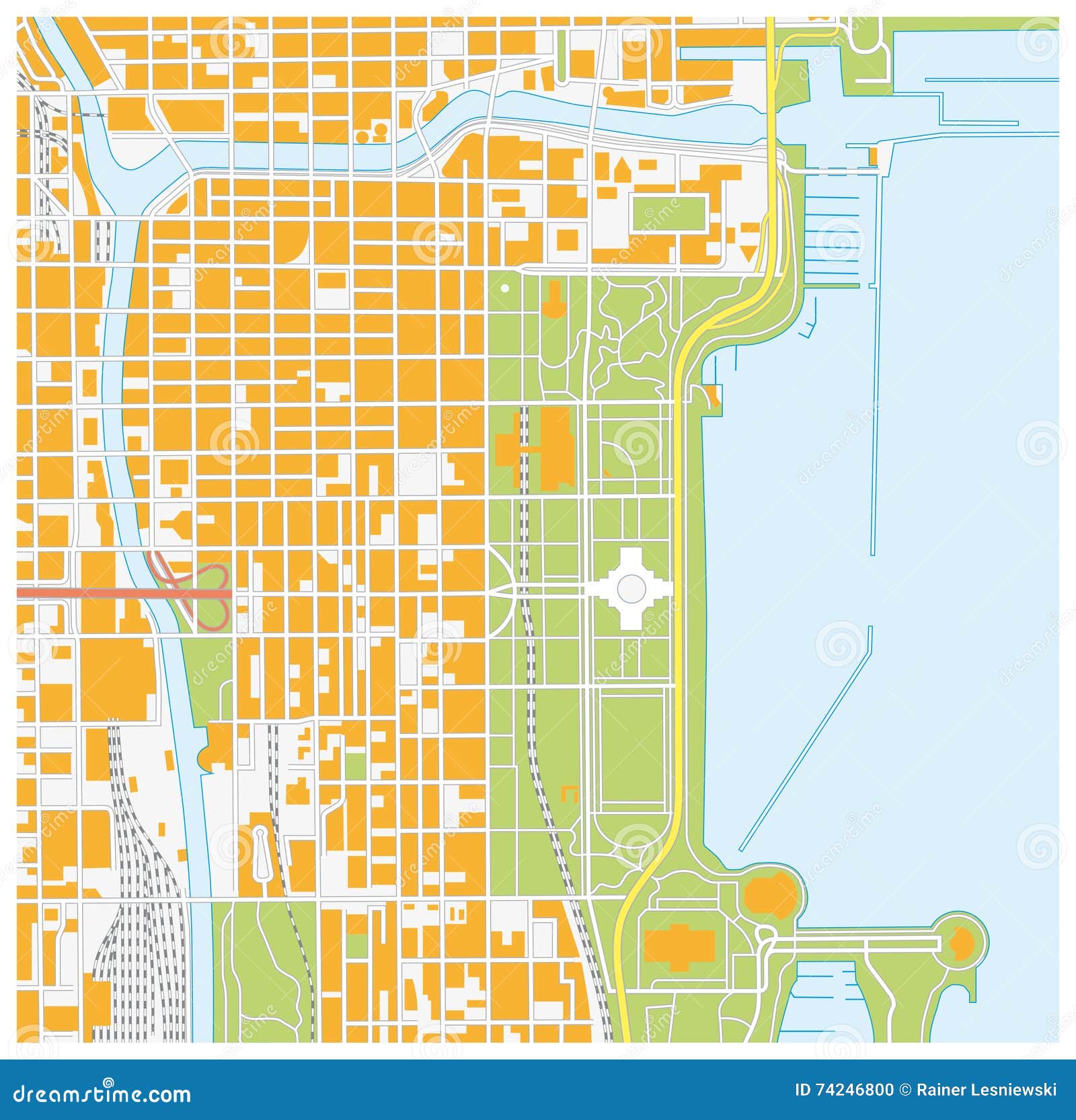 Street Map of Downtown Chicago, Illinois Stock Illustration ...