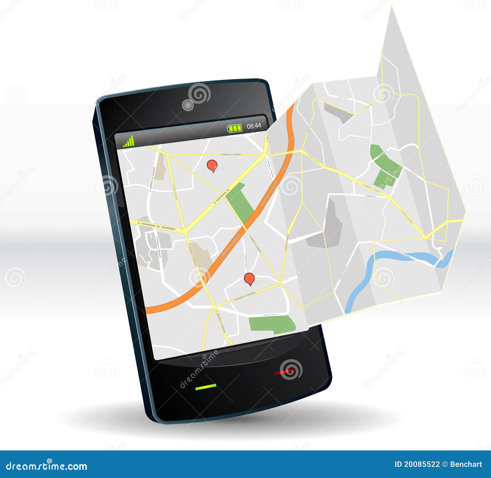 Street Map on Smartphone Mobile Device Stock Vector - Illustration of ...