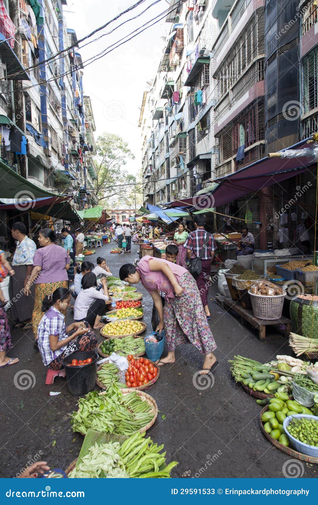 Street Market in Yangon editorial stock photo. Image of buying - 29591533