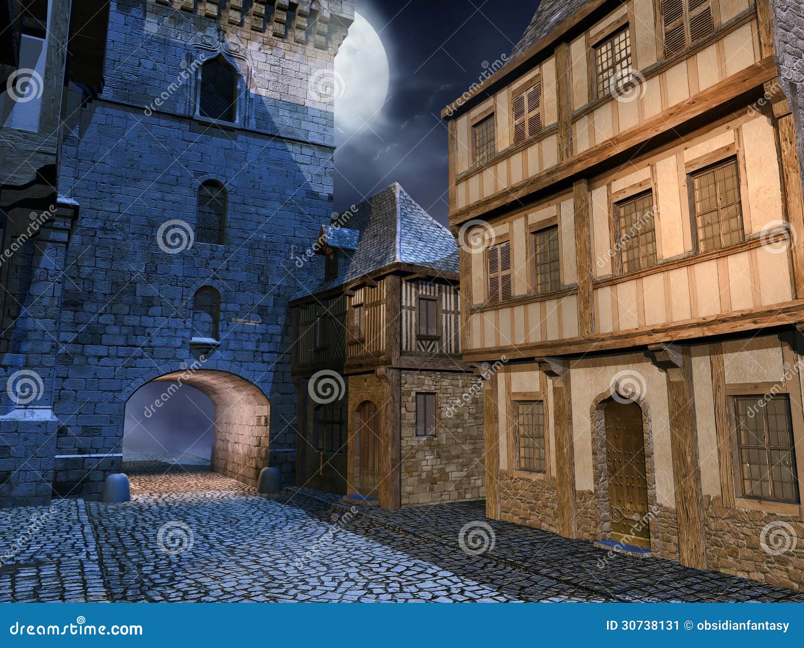 Medieval City Street Night