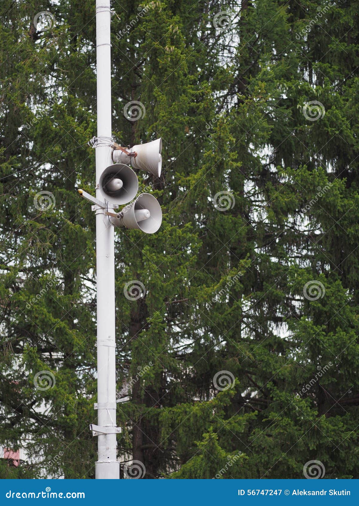 Street Megaphones or Loudspeaker Over the Trees Stock Image - Image of ...