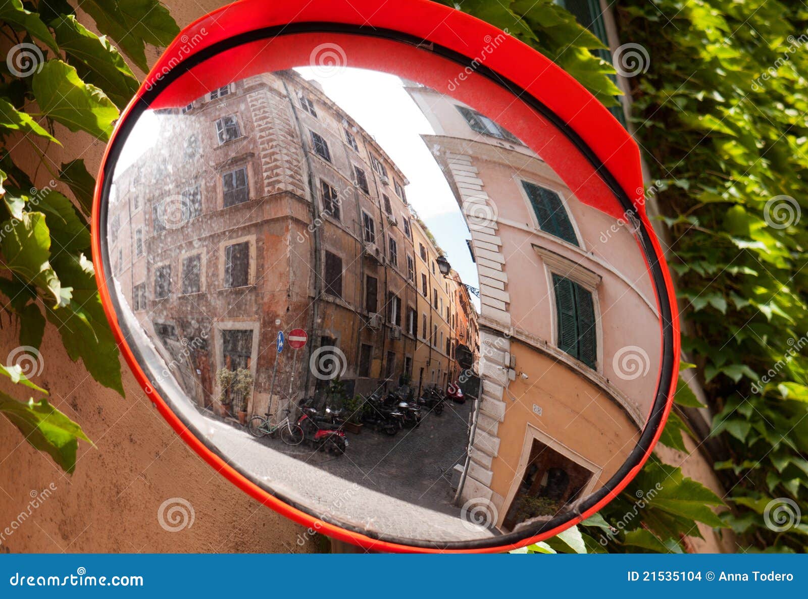 Street in the mirror, Rome stock photo. Image of building - 21535104