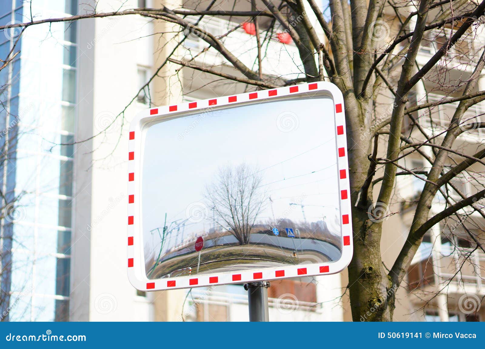 Street mirror stock image. Image of mirror, safety, reflection - 50619141