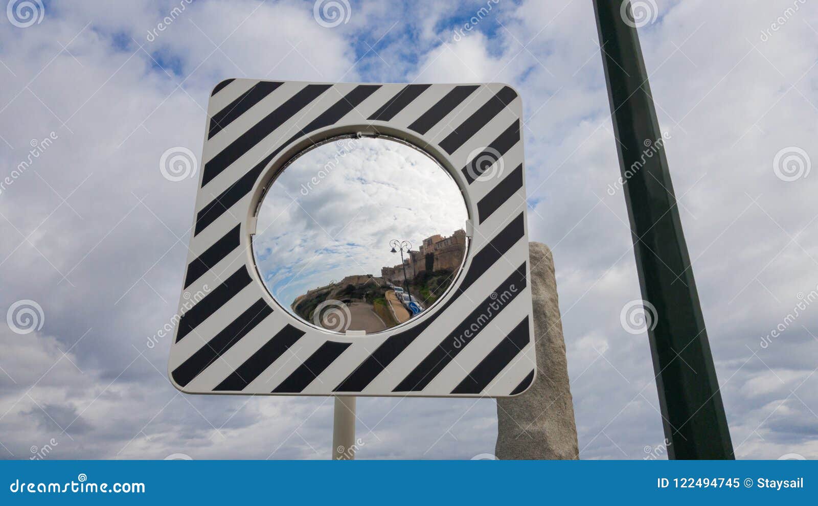 Street Mirror for Traffic Safety in Turns Stock Image - Image of life ...