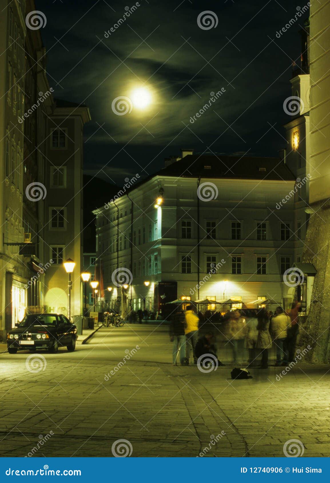 Street in moon light stock photo. Image of moon, town - 12740906