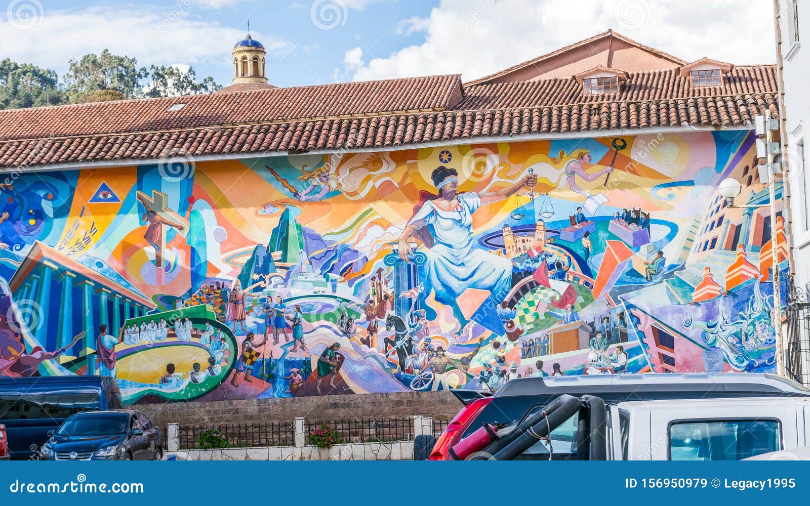 Street Mural Outside of Justice Building in Cusco, Peru. Editorial ...