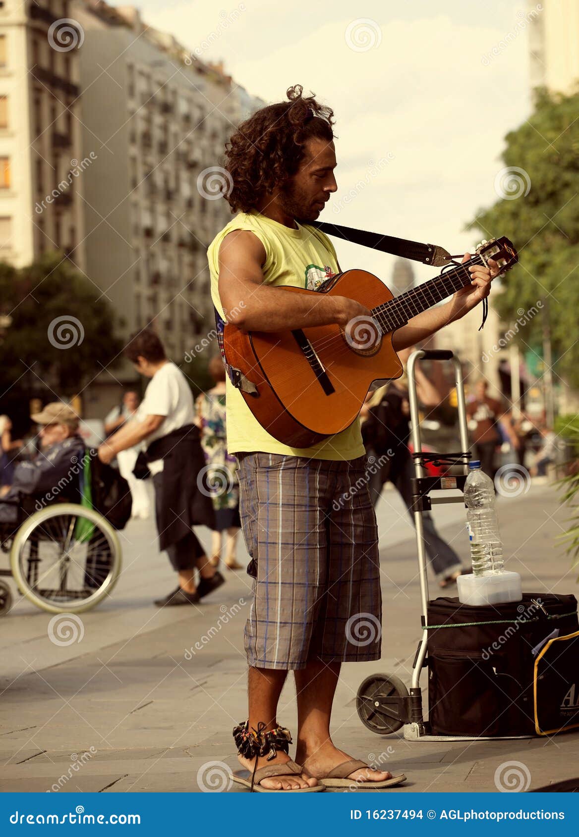 Street Musician Playing Guitar Editorial Stock Image - Image of money ...