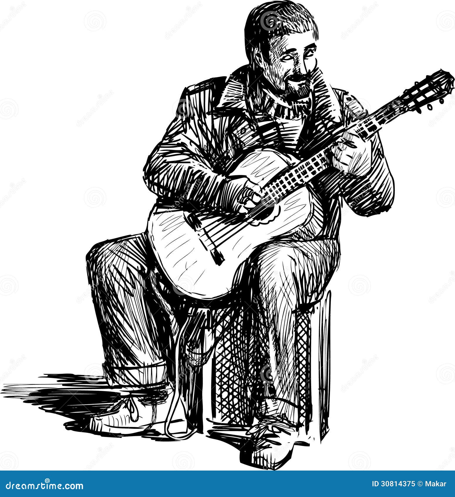 Street musician stock vector. Illustration of guitar - 30814375