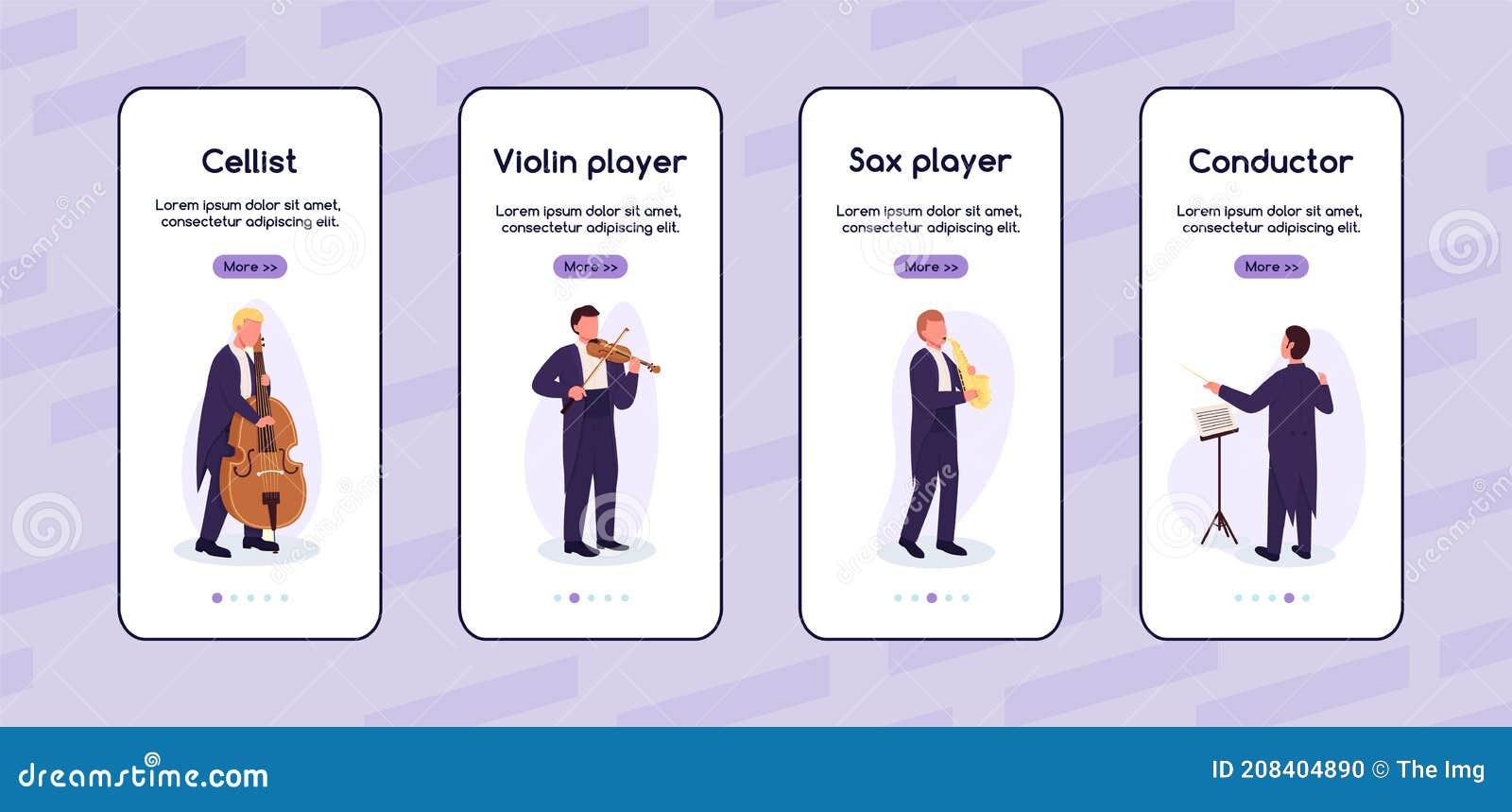 Street Musicians Onboarding Mobile App Screen Flat Vector Template ...