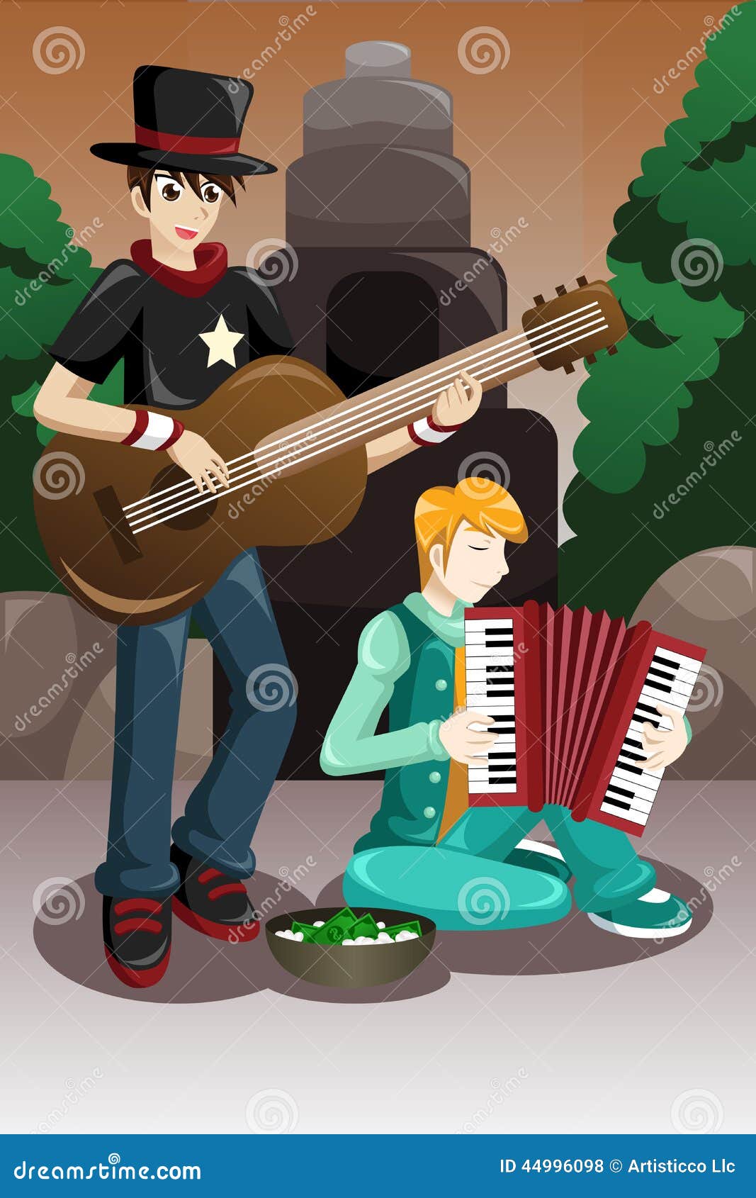 Street Musicians Performing Stock Vector - Illustration of cartoon ...