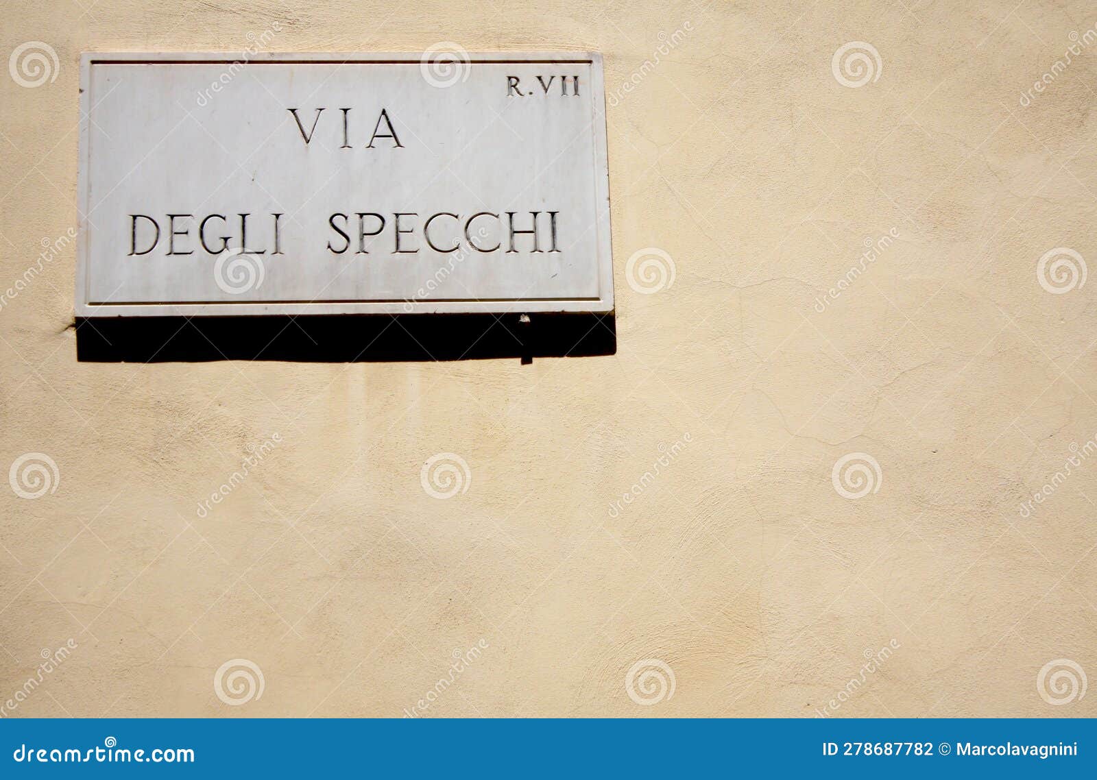 Street name plate in Rome stock photo. Image of outside - 278687782