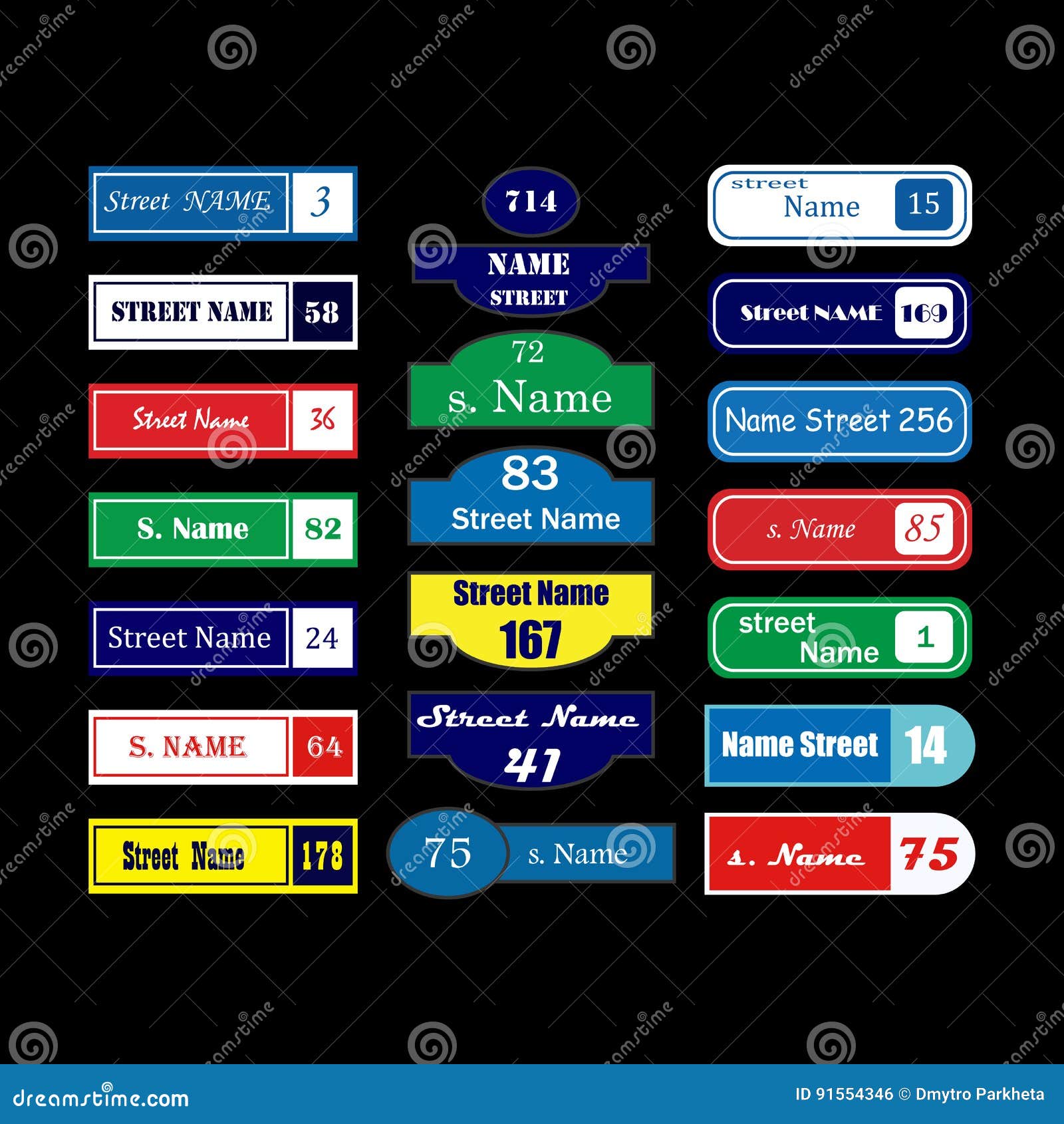 Street Name Plates Cartoon Vector | CartoonDealer.com #107506907