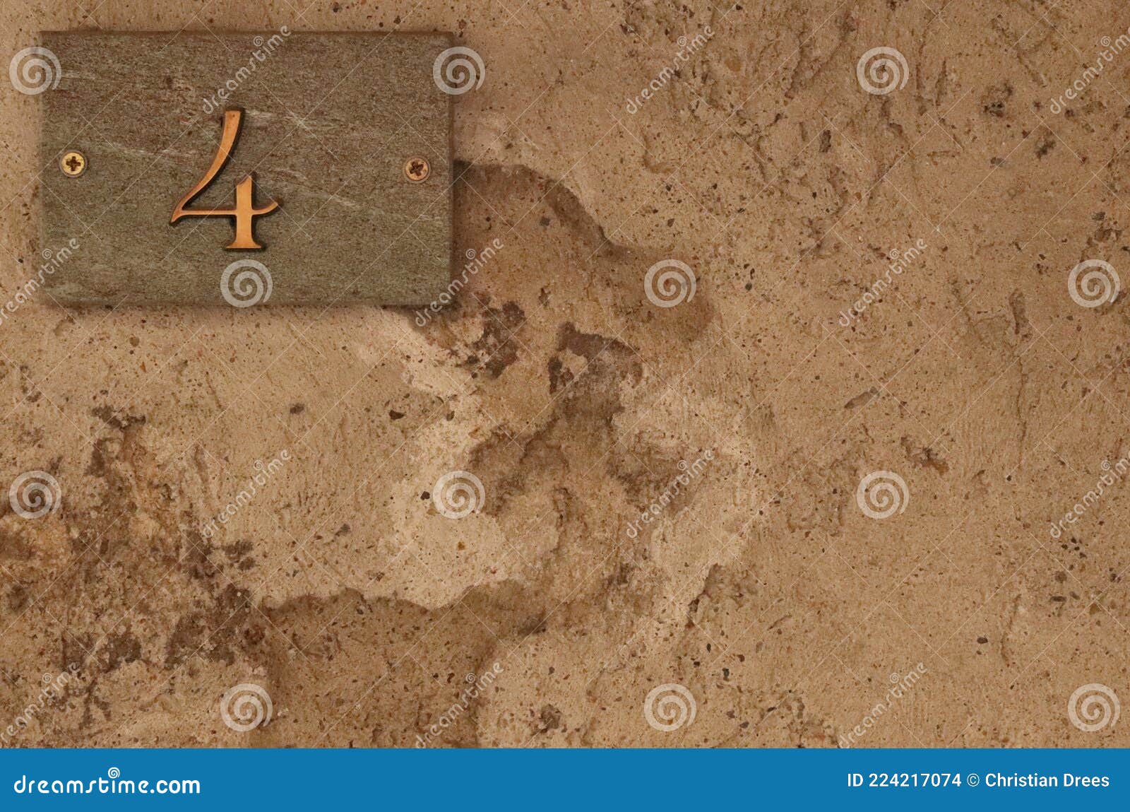 Street Number Sign, Number Four on the Top Left Corner Stock Photo ...