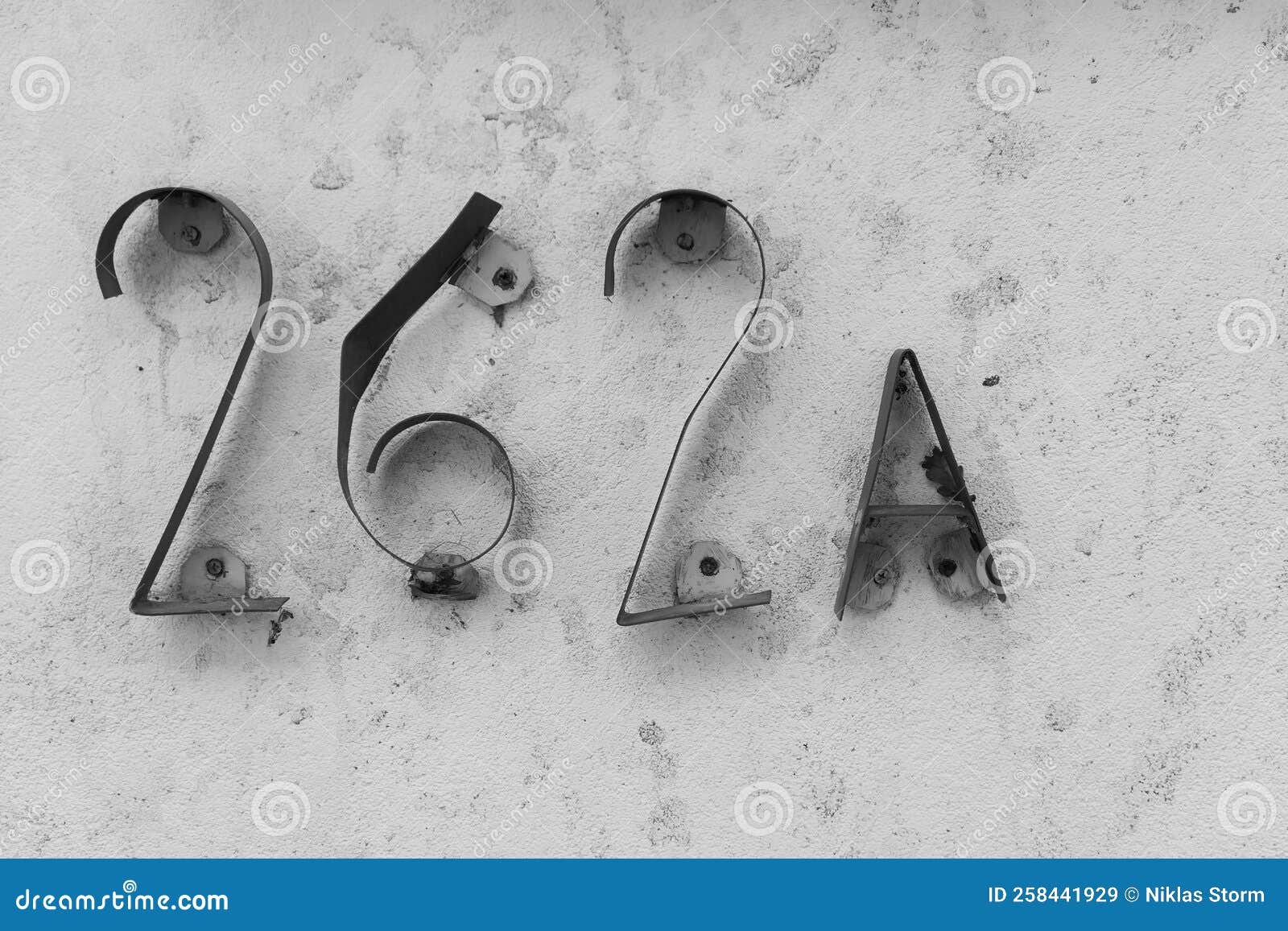 Street Number on White Wall Stock Image - Image of monochrome, wood ...