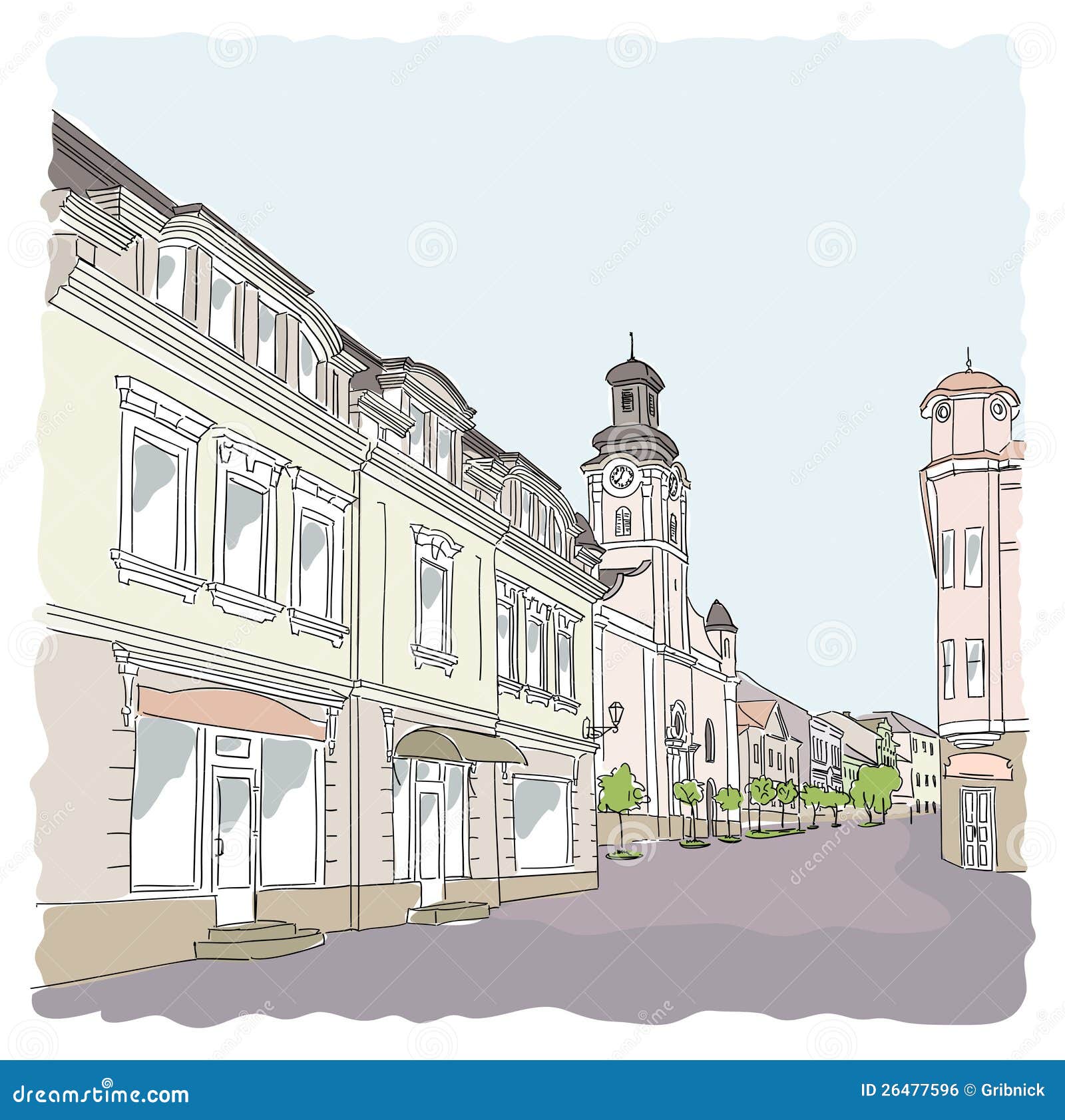 Street in the old town. stock vector. Illustration of medieval - 26477596