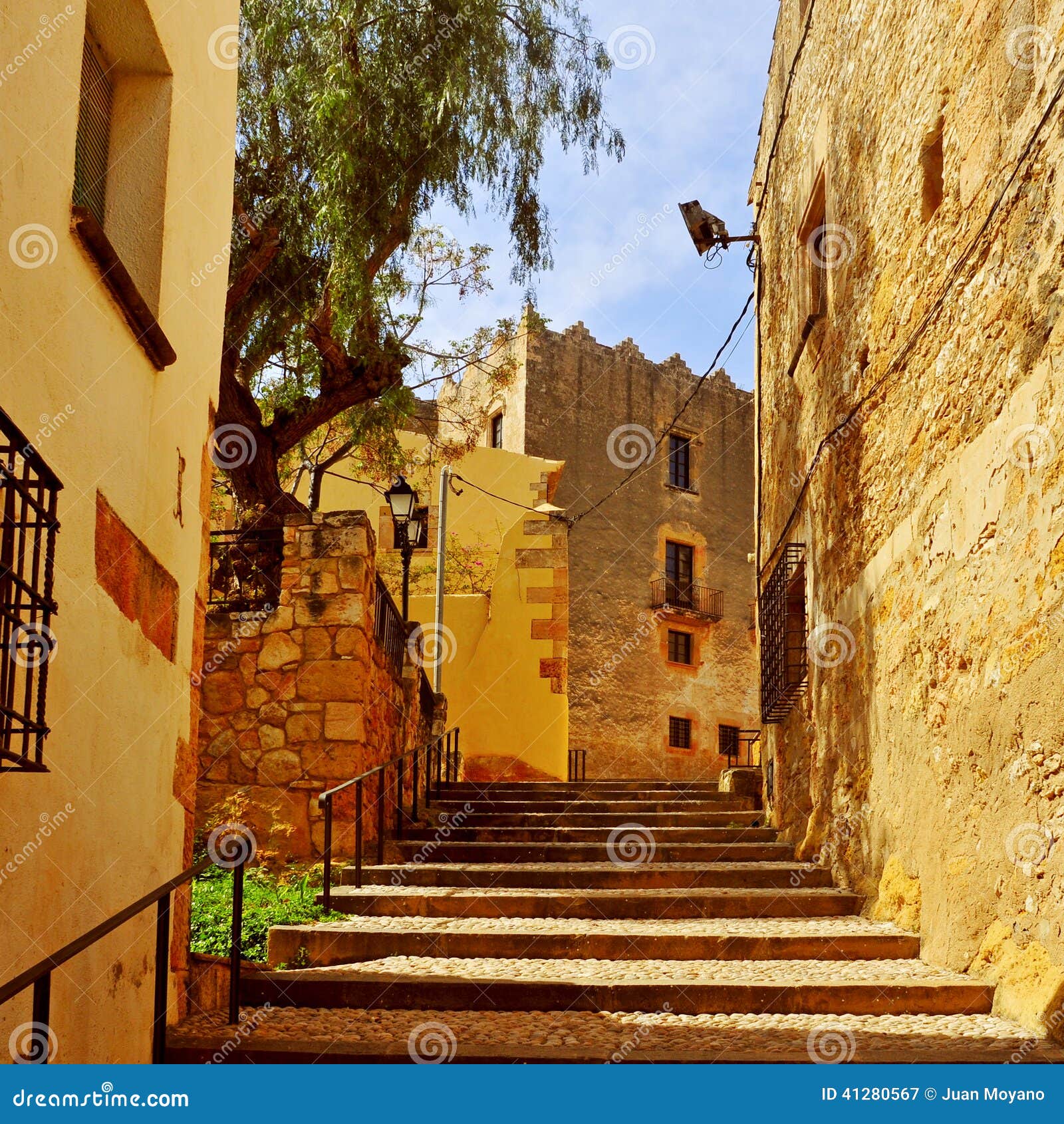 Street of the Old Town of Altafulla, Spain Stock Image - Image of ...