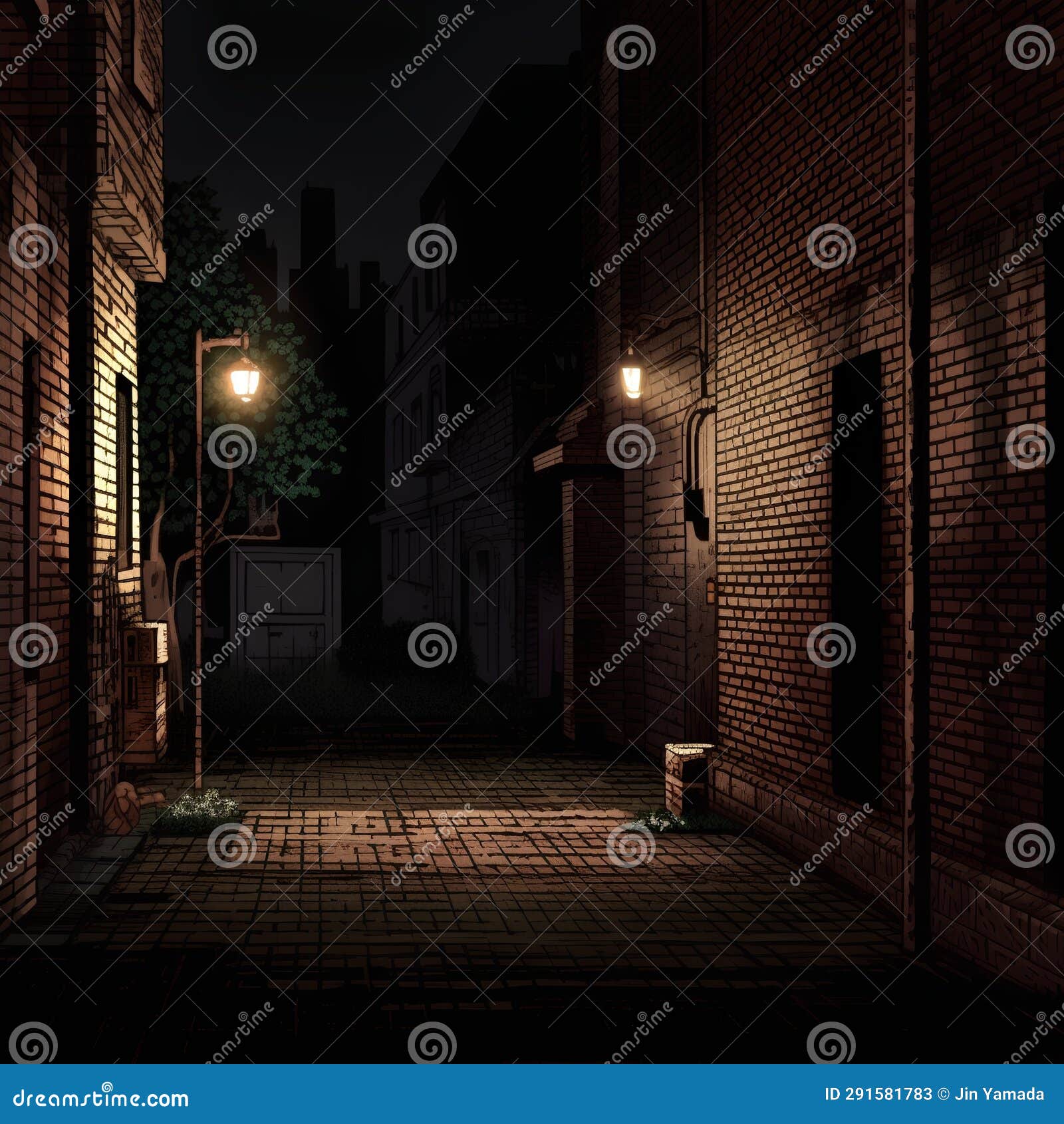 Street in the Old Town at Night. 3d Render Illustration Stock ...