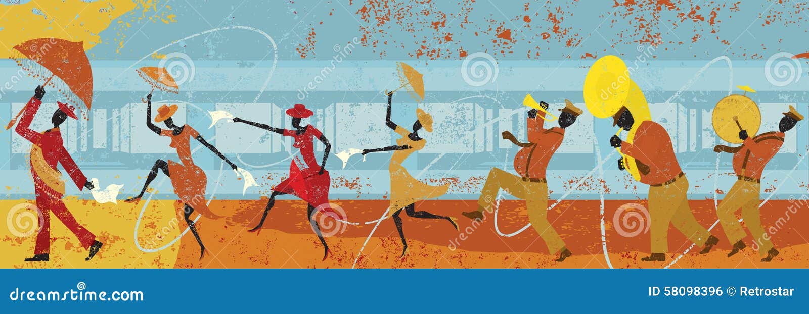 Street Parade stock vector. Illustration of retro, mardi - 58098396