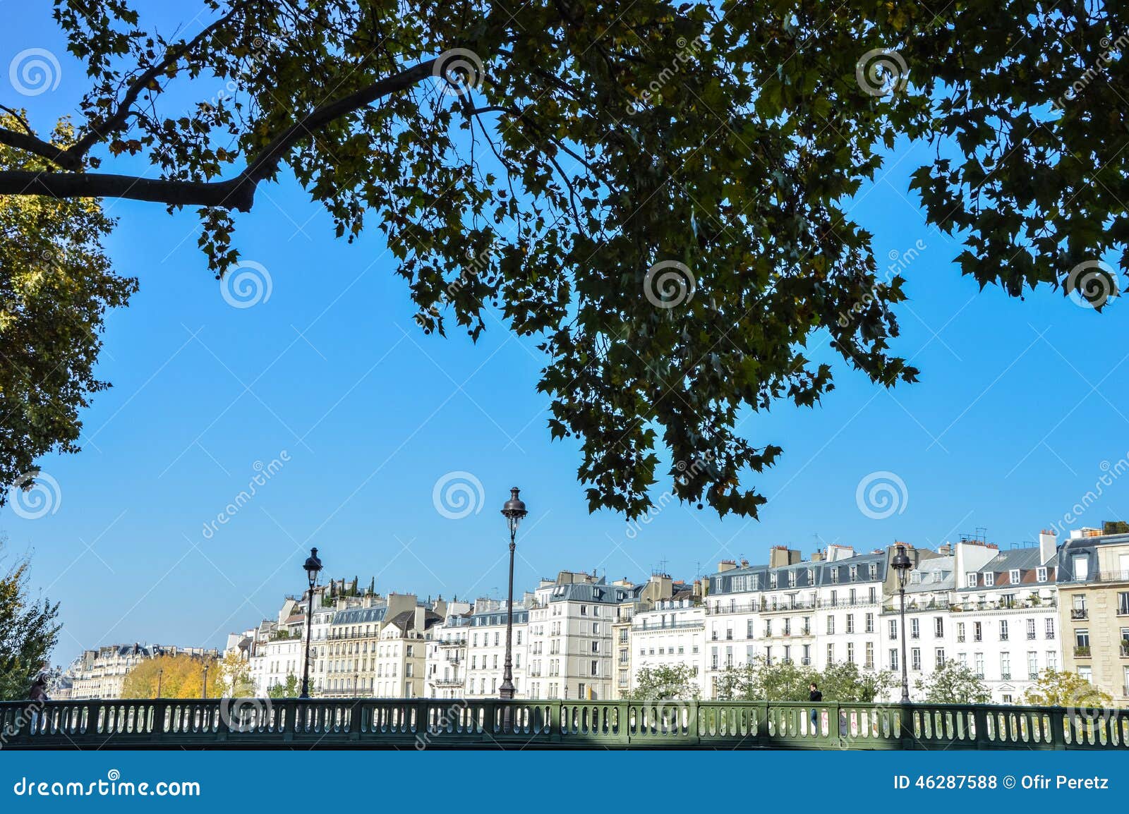 Street of Paris with Buildings Summertime Stock Photo - Image of boats ...