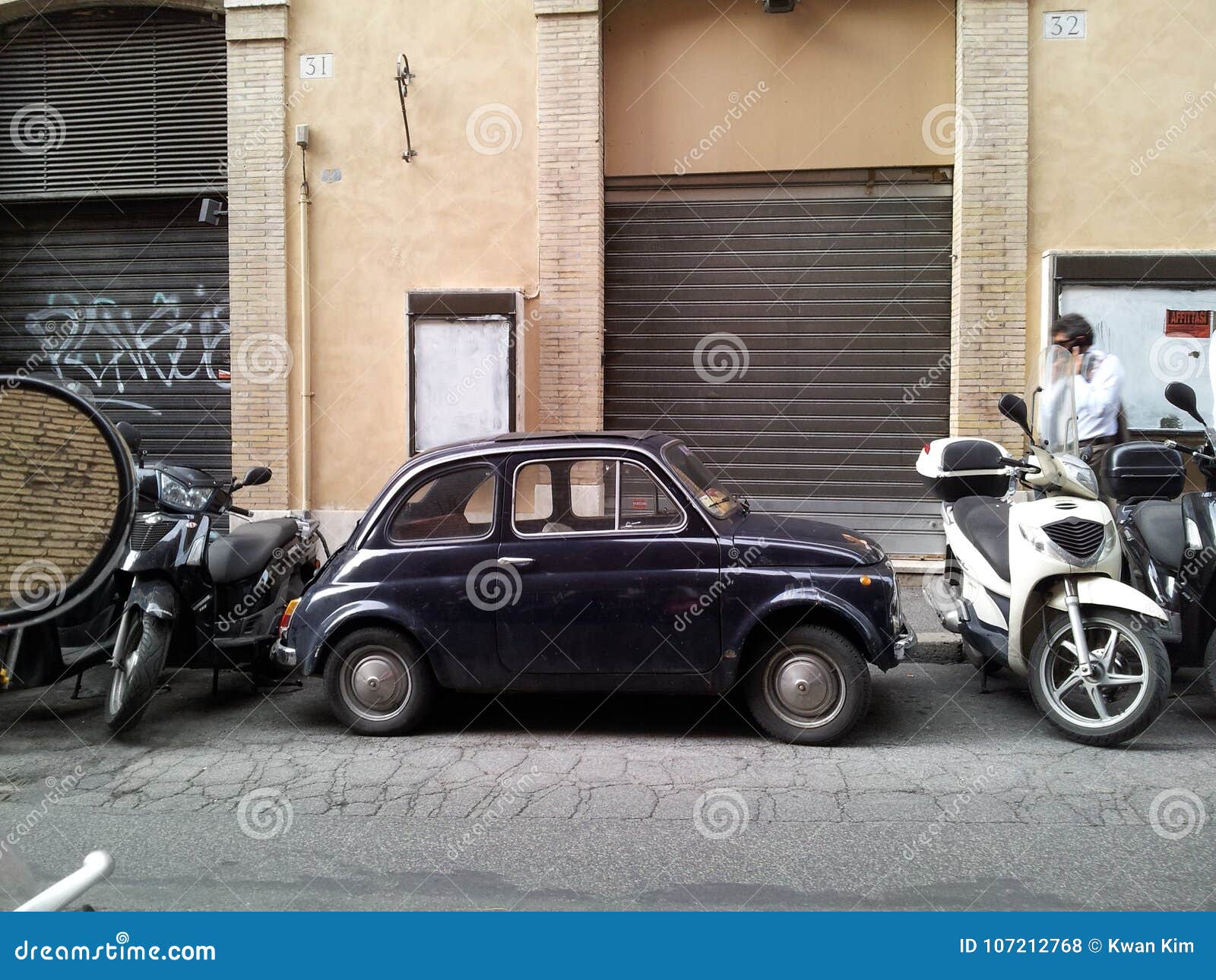 Street parking in Rome stock photo. Image of rome, parked - 107212768