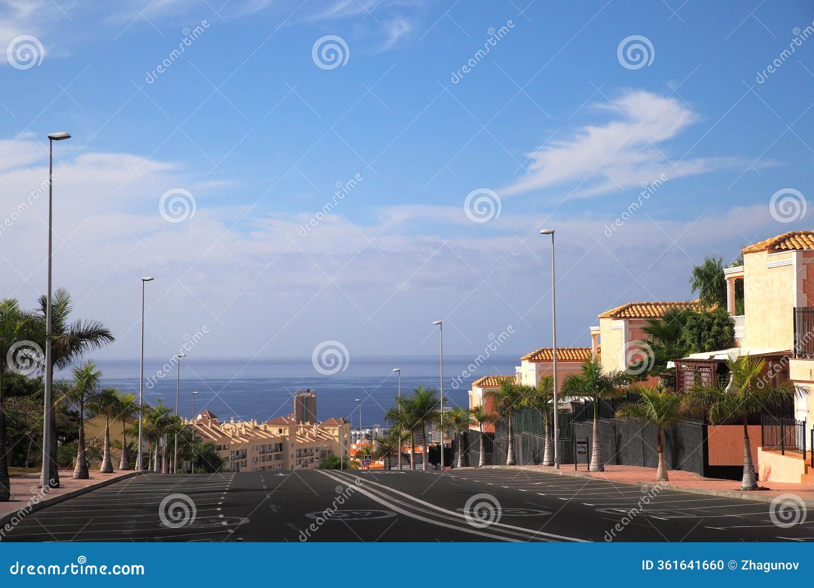 Street with Paved Road in Resort Town Stock Photo - Image of summer ...