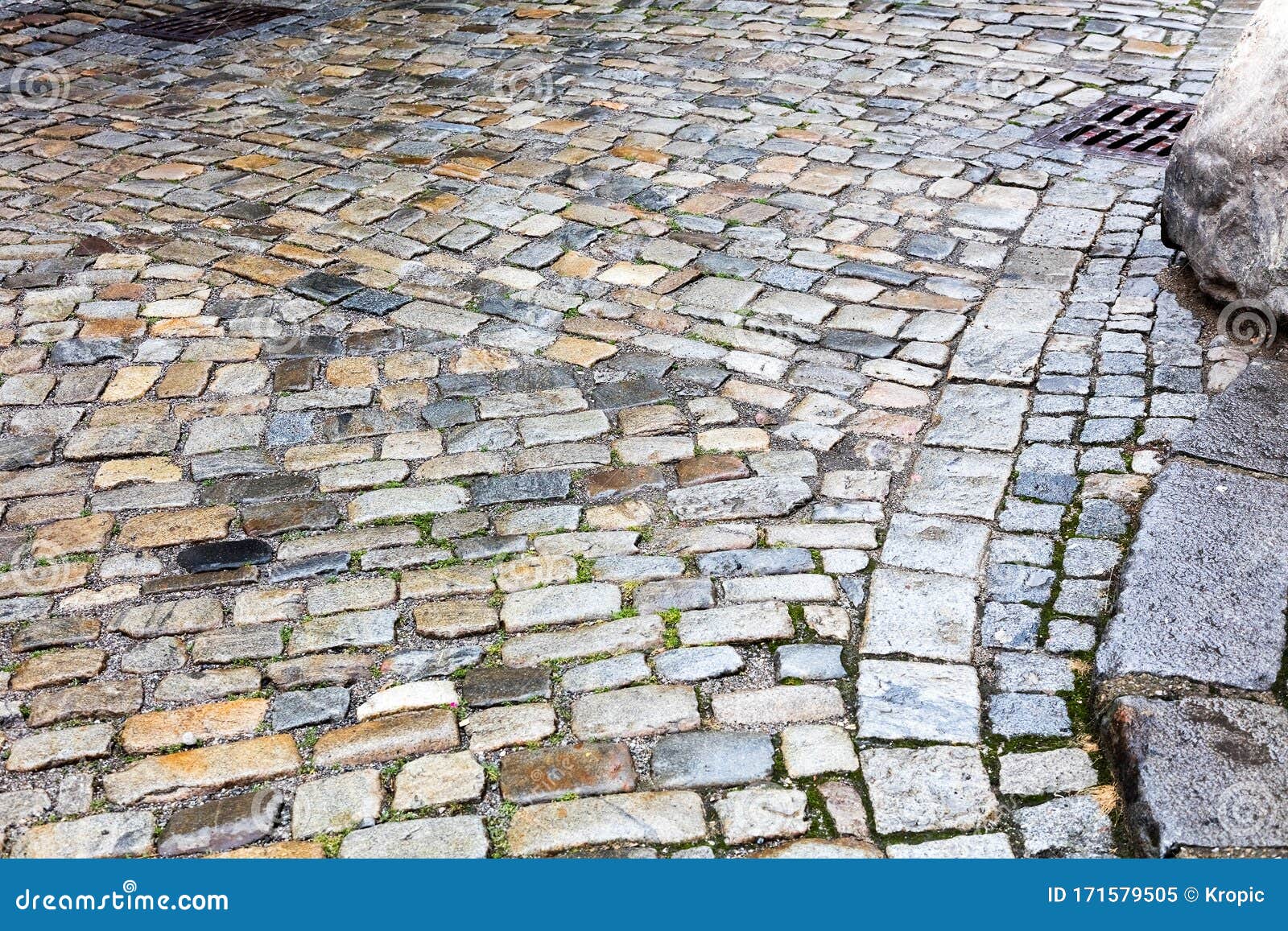 Street Pavement and Cobblestones Stock Image - Image of abstract, grass ...