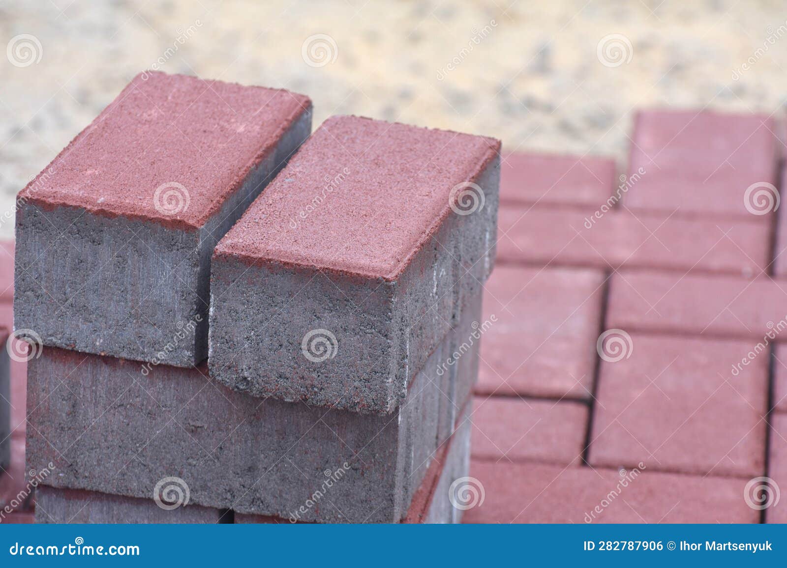 Street Pavement Repair. a Stack of Sidewalk Bricks Stock Photo - Image ...