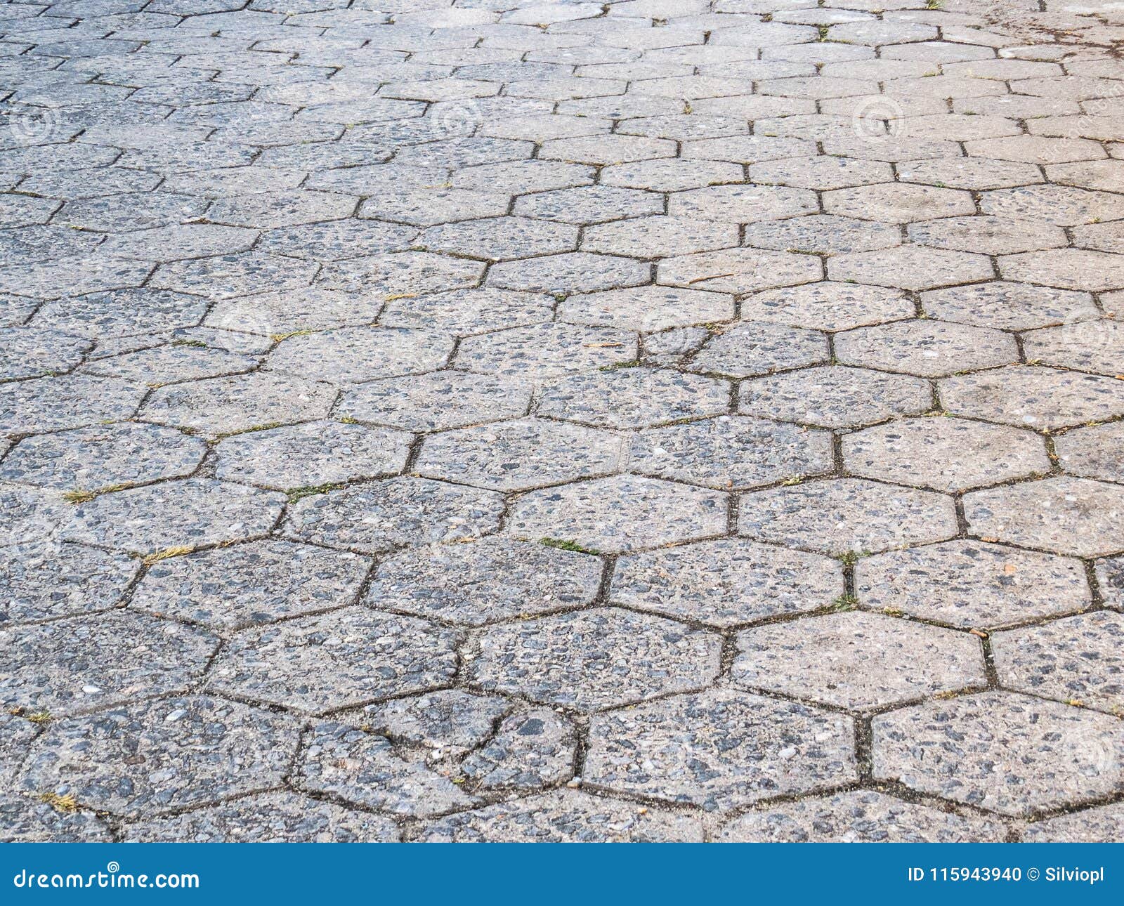 Street of Hexagonal Concrete Blocks, Badly Preserved. Stock Photo ...