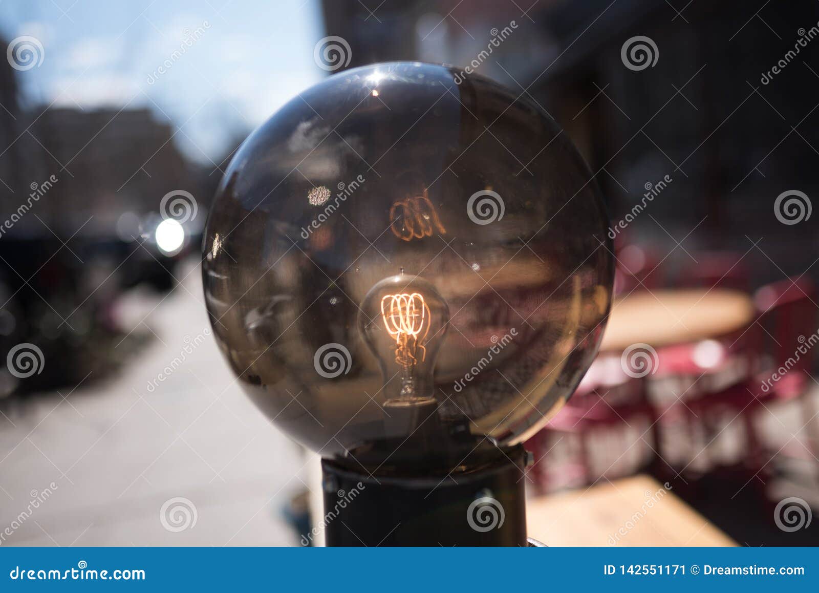 Street Photography Light Bulb Decorative Stock Image - Image of hanging ...