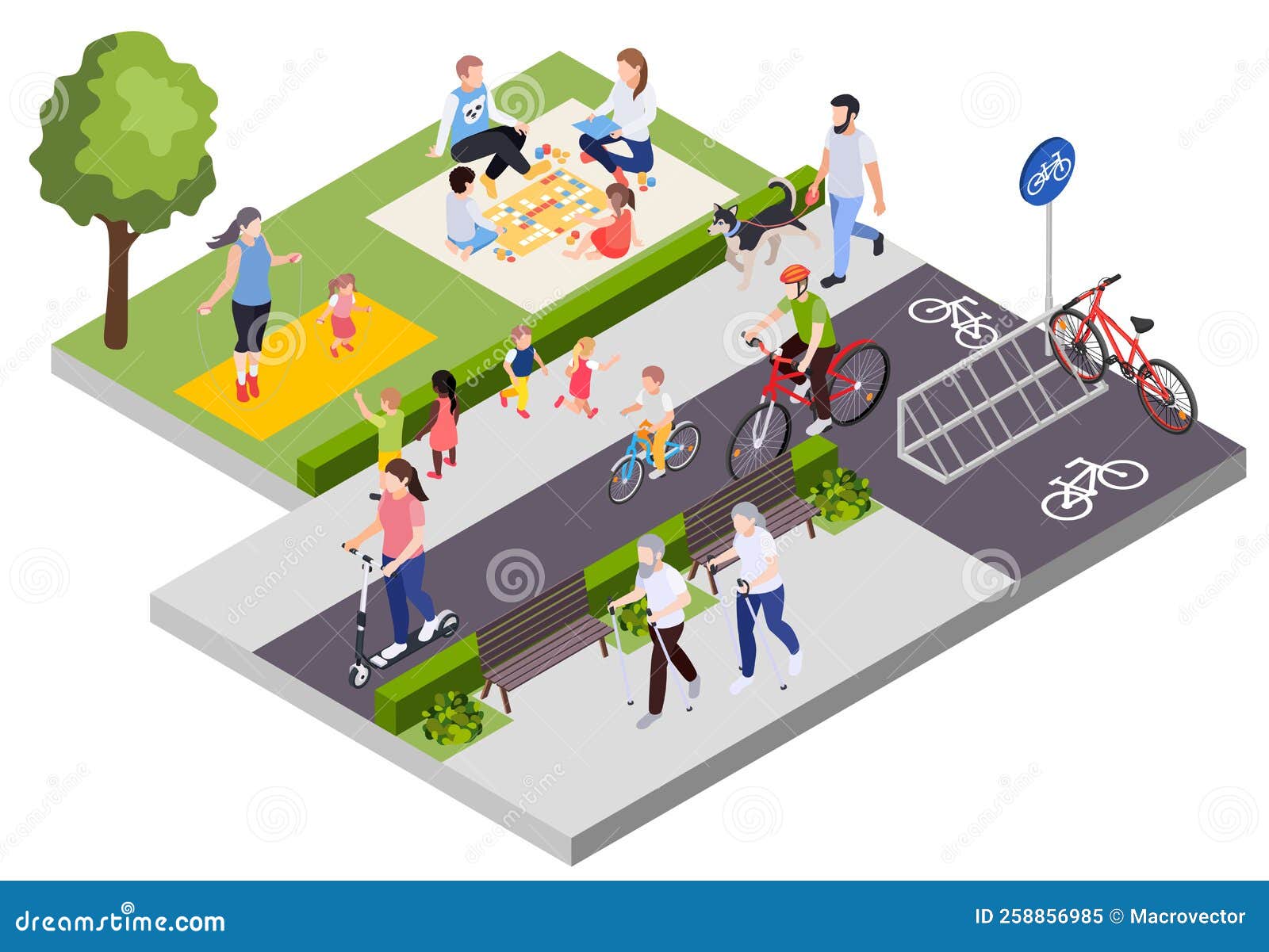 Street Physical Activity Composition Stock Vector - Illustration of ...
