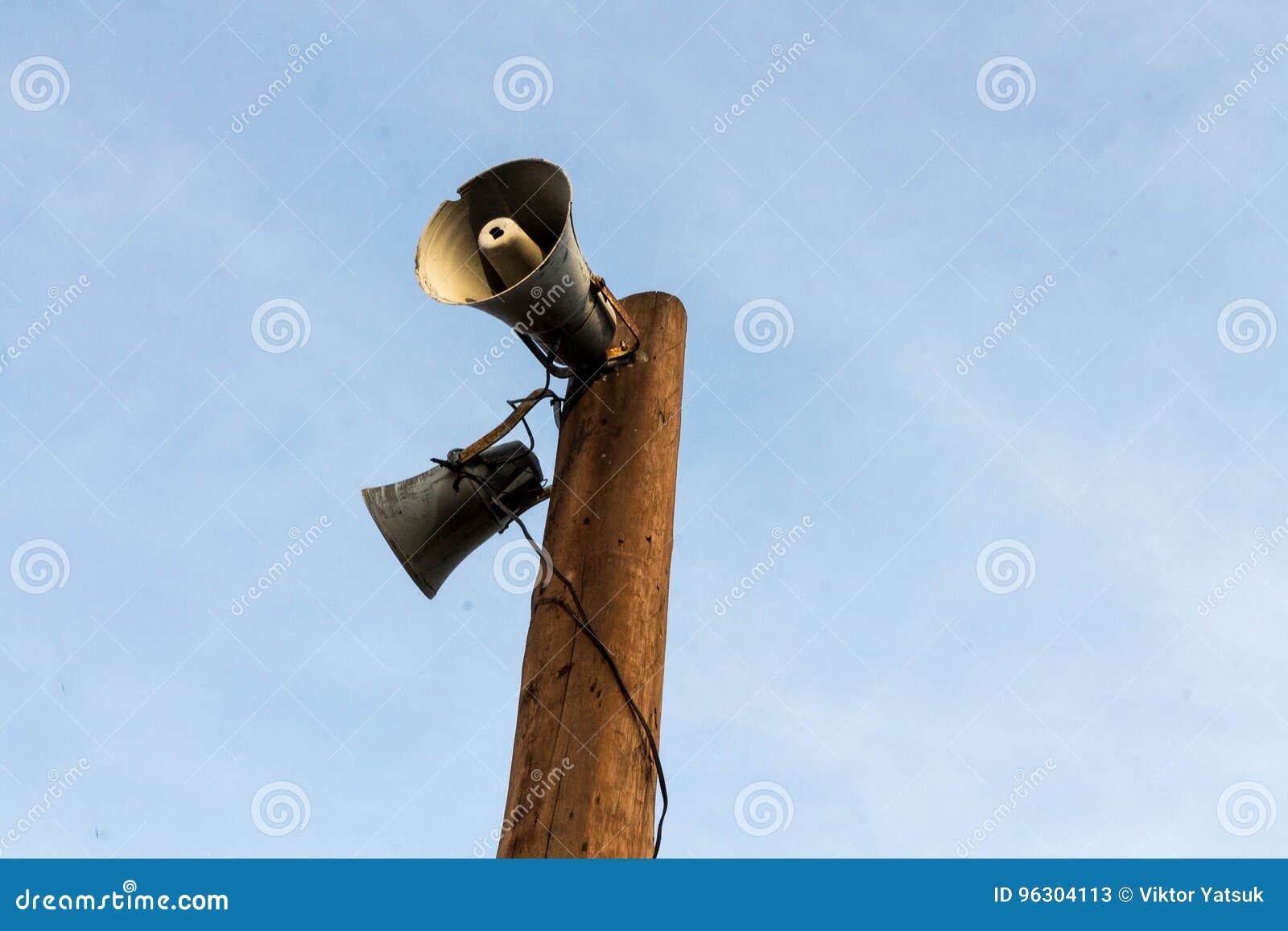 Street Pillar of Ancient Loudspeaker. Announcement Stock Image - Image ...