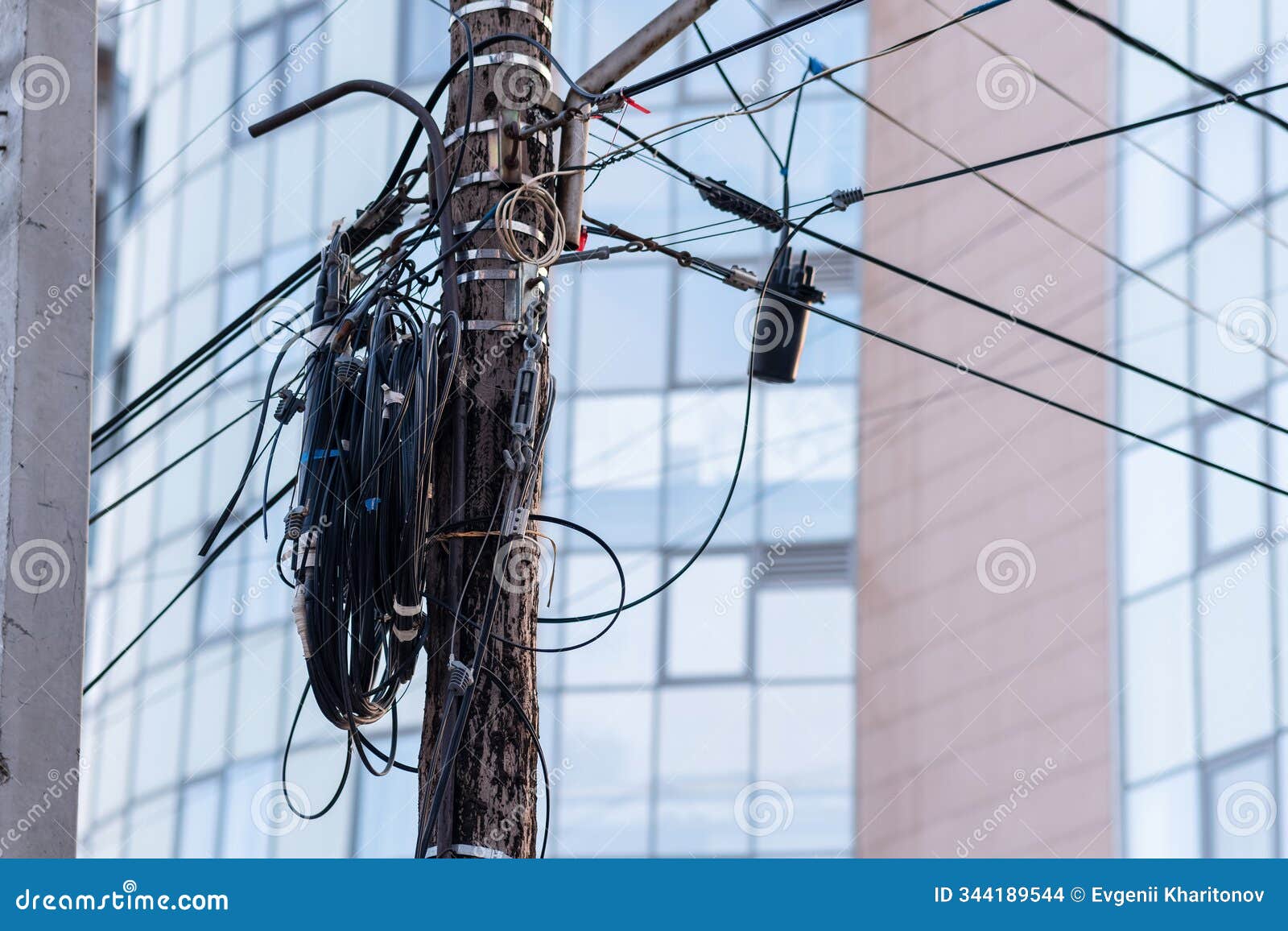 Tangled Wires In Electrical Cabinet. Electric And Mains Wires Are ...