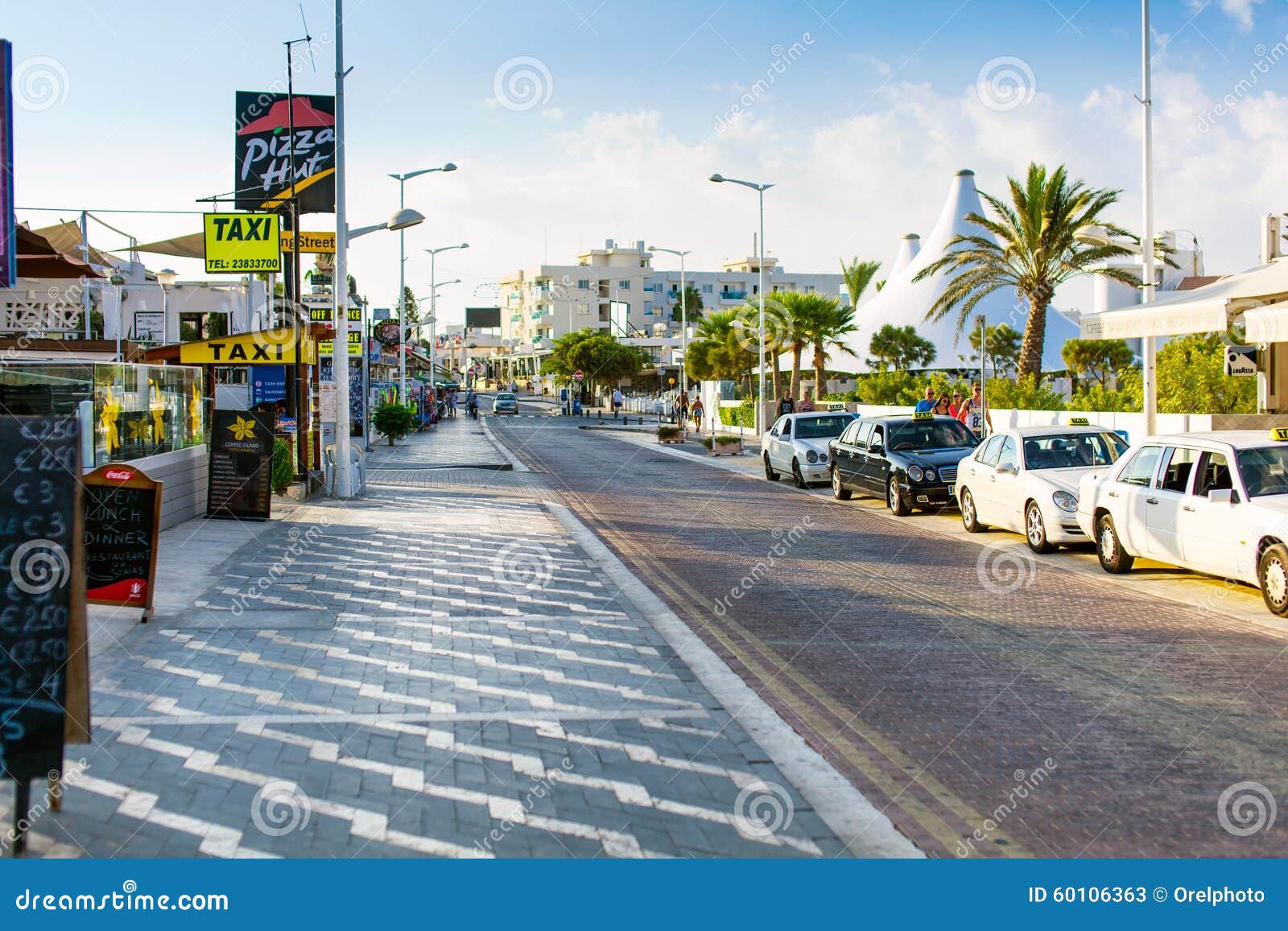 Street in Protaras editorial stock photo. Image of tourist - 60106363