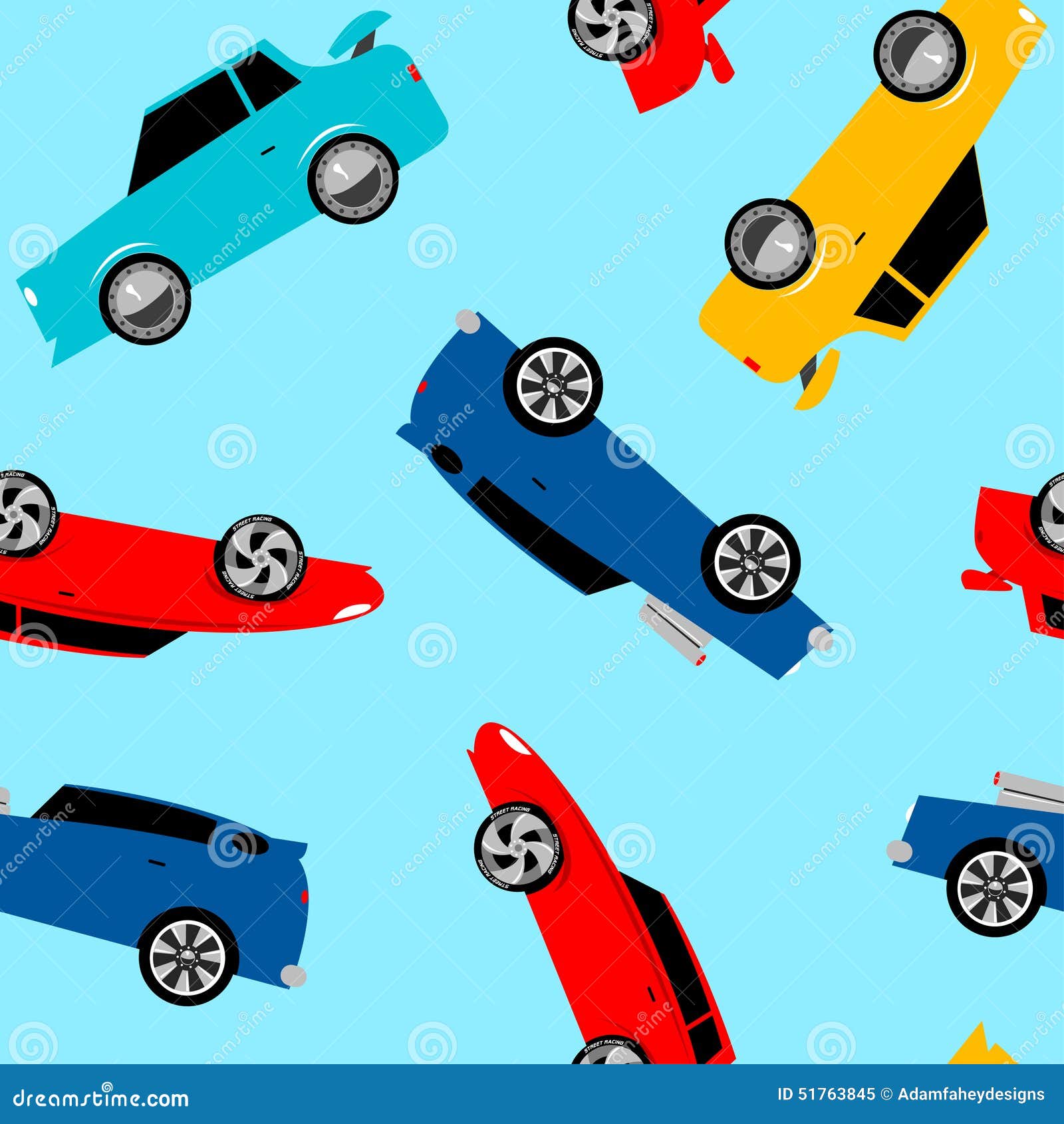 Street Racing Cars in a Seamless Pattern Stock Vector - Illustration of ...