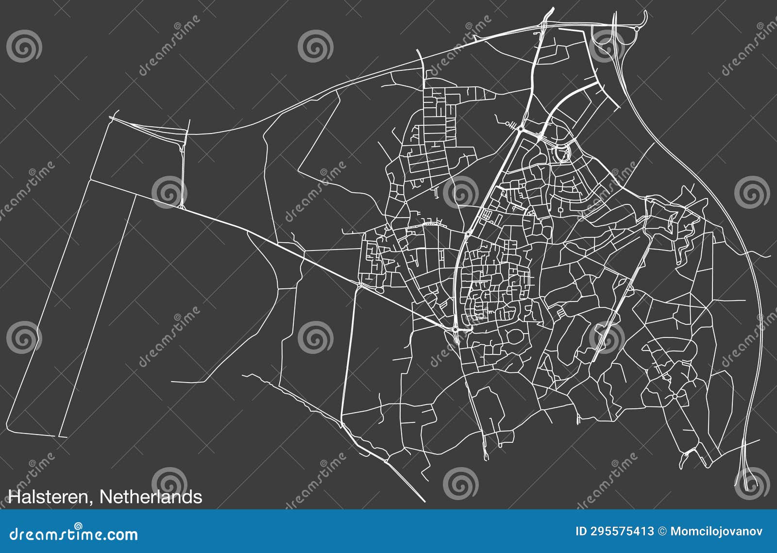 Street Roads Map of HALSTEREN, NETHERLANDS Stock Vector - Illustration ...