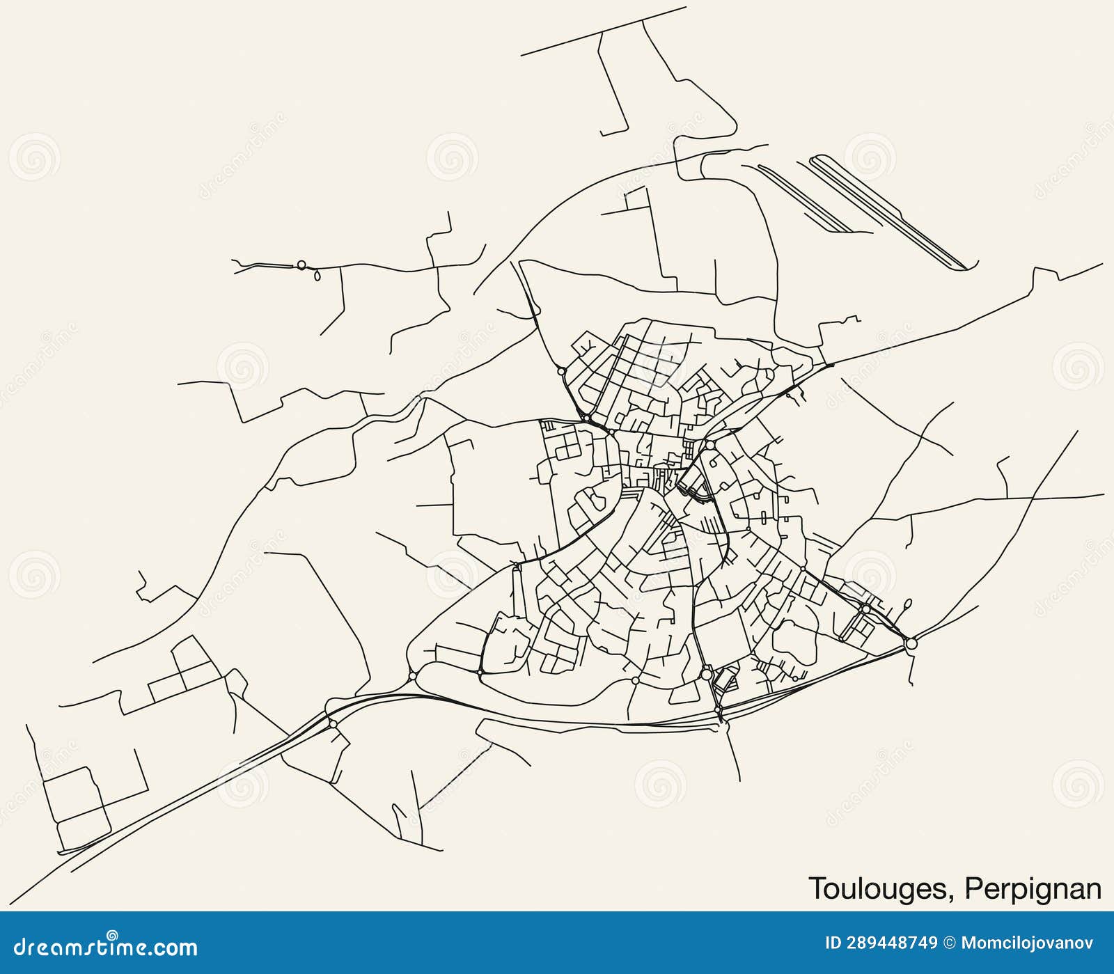 Street Roads Map of the TOULOUGES COMMUNE, PERPIGNAN Stock Vector - Illustration of land ...
