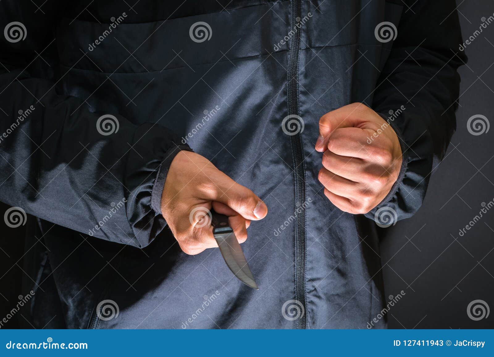 Street Robber With A Knife - Killer Person With Sharp Knife About To ...