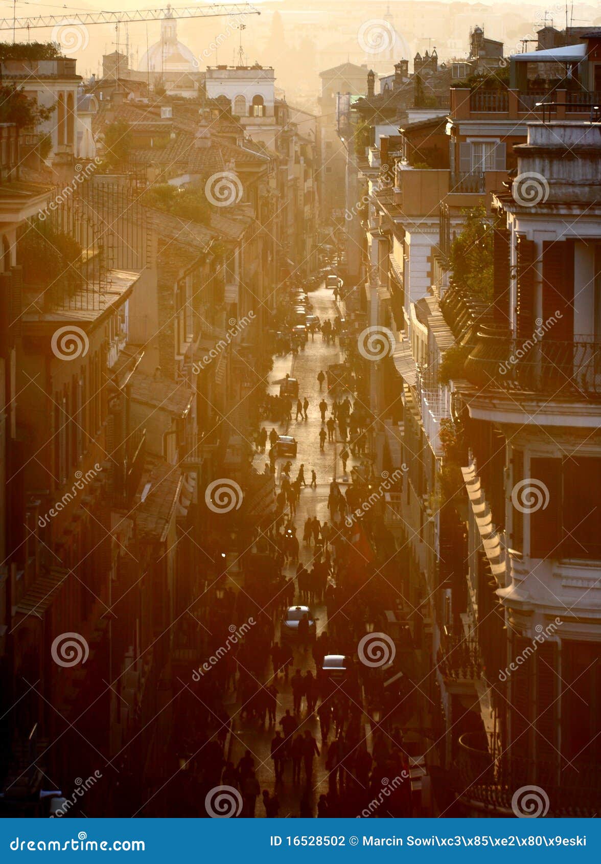 Street in Rome during Sunset Stock Photo - Image of street, orange ...