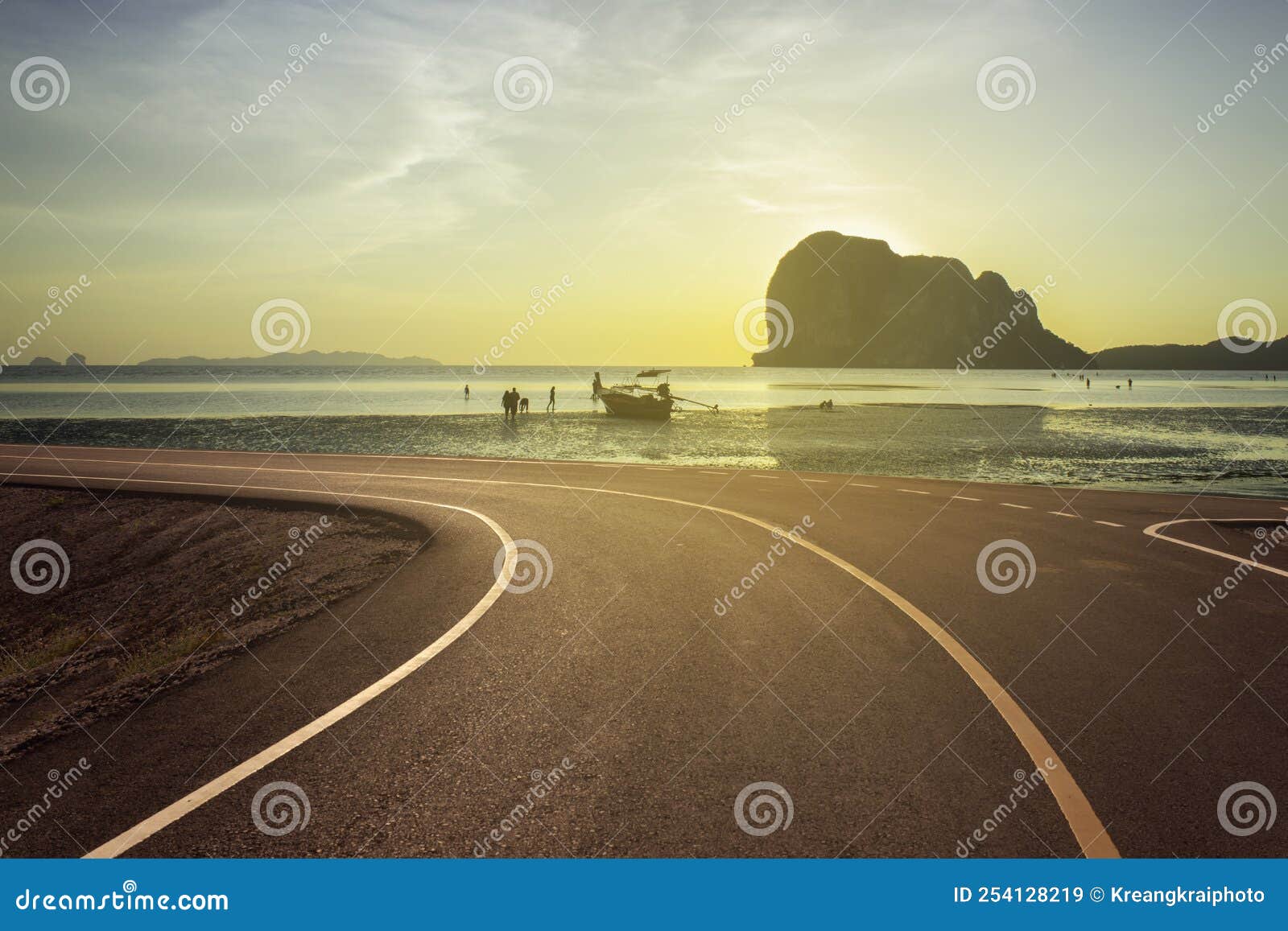 Street and sea sunset stock image. Image of highway - 254128219