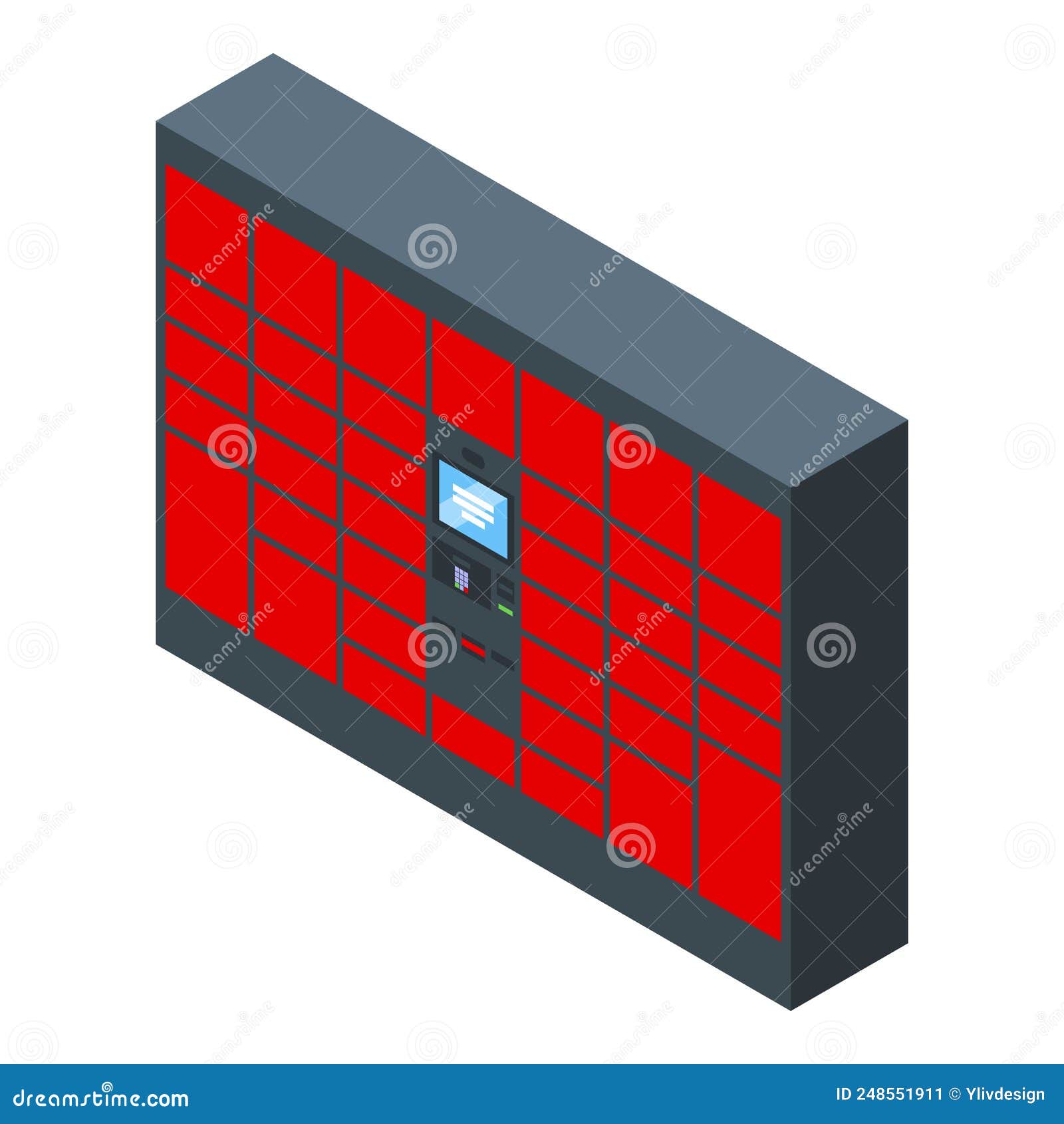 Street Self-service Parcel Delivery Locker Icon Isometric Vector Stock ...