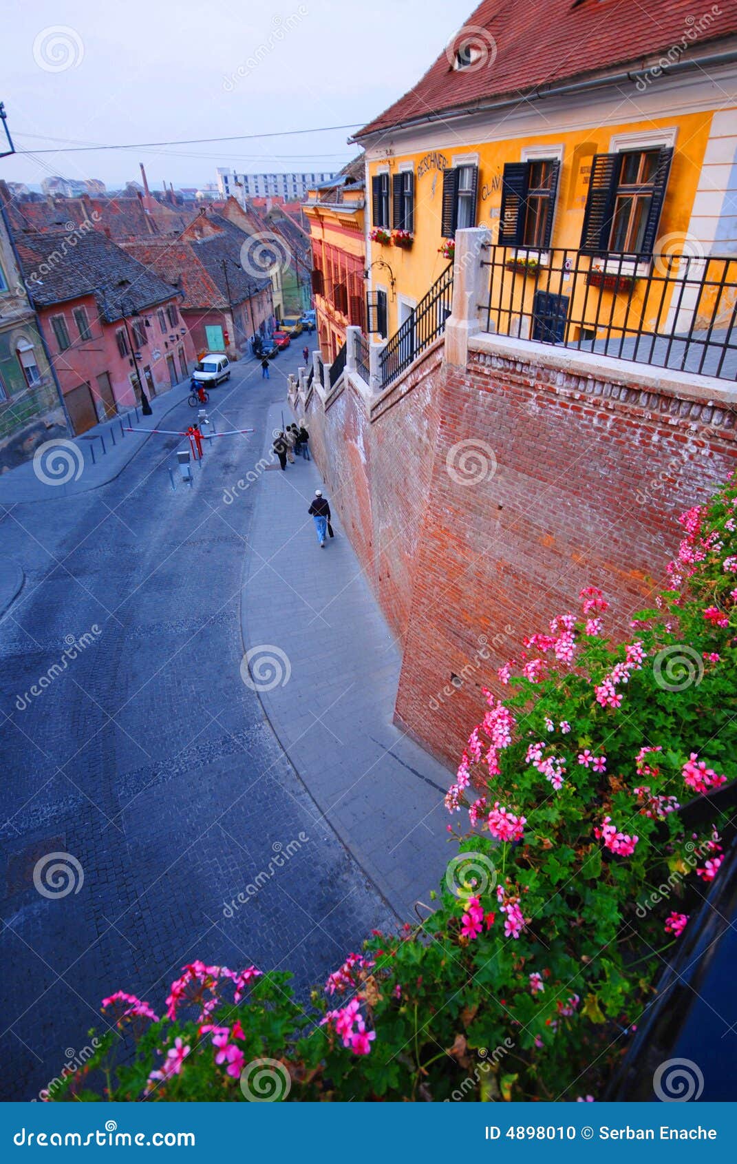 Street in Sibiu, Romania stock photo. Image of home, crowded - 4898010