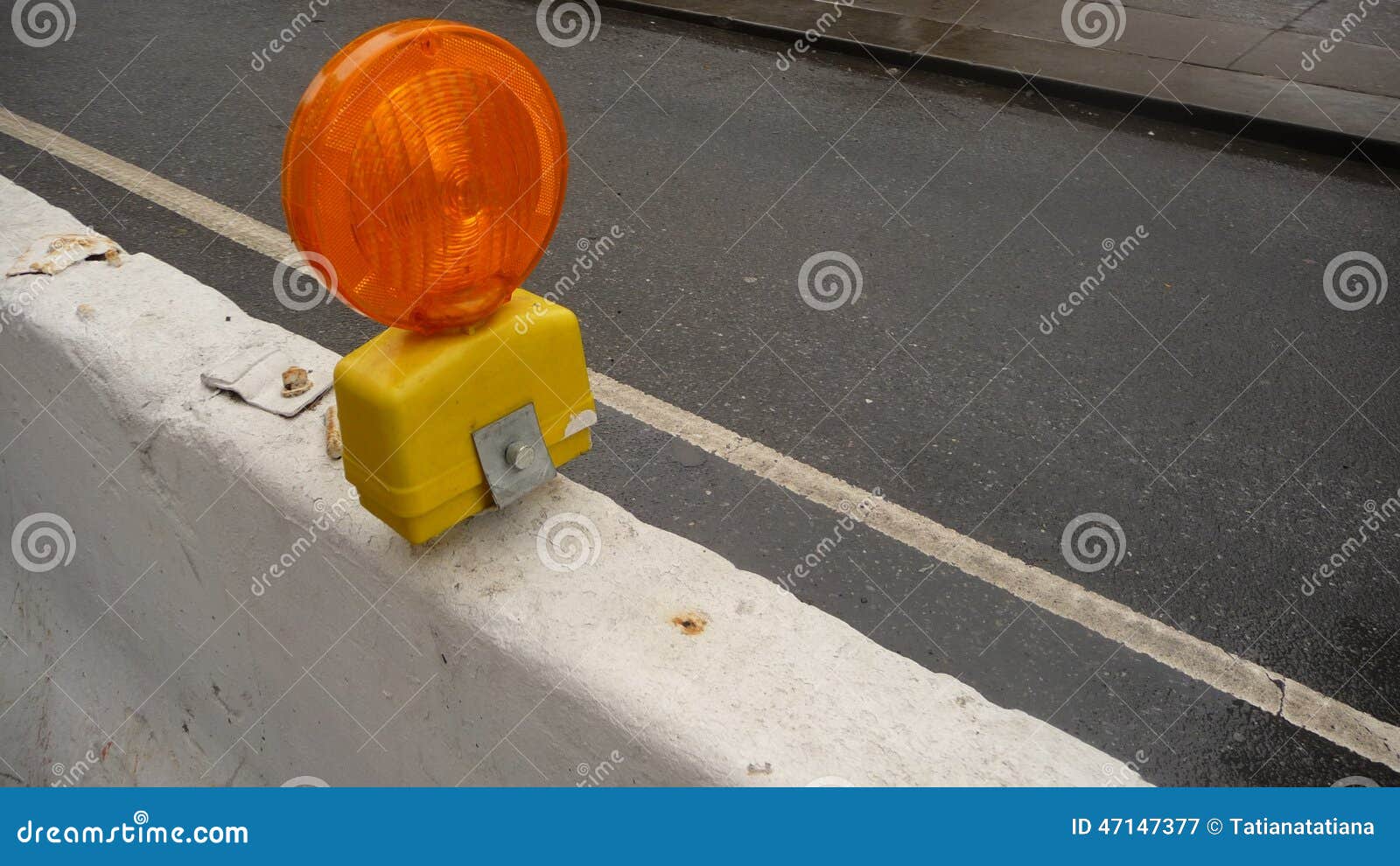 Street/sidewalk Construction Barriers with Light Stock Image - Image of ...
