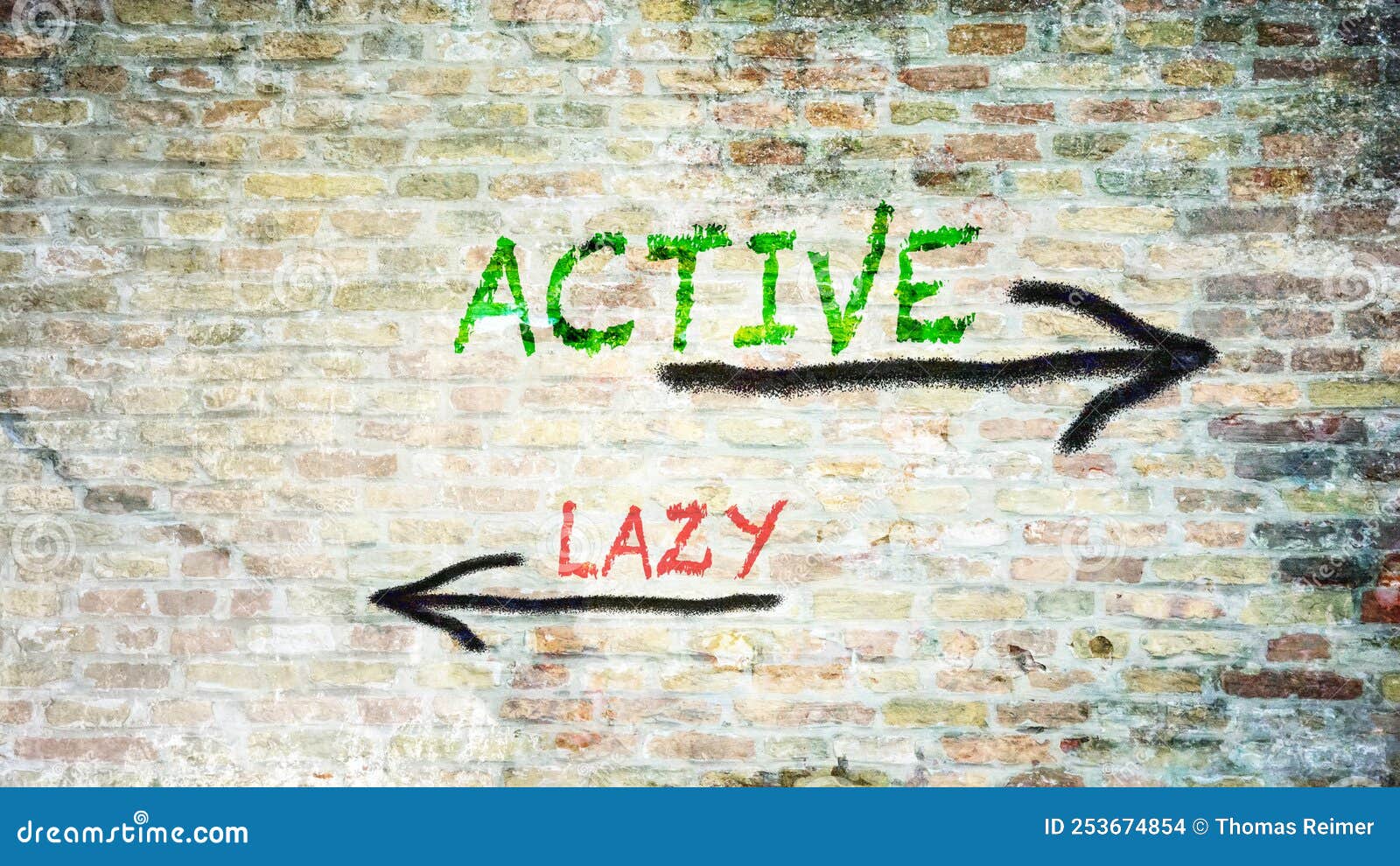 Street Sign Active Versus Lazy Stock Photo - Image of motivated, active ...