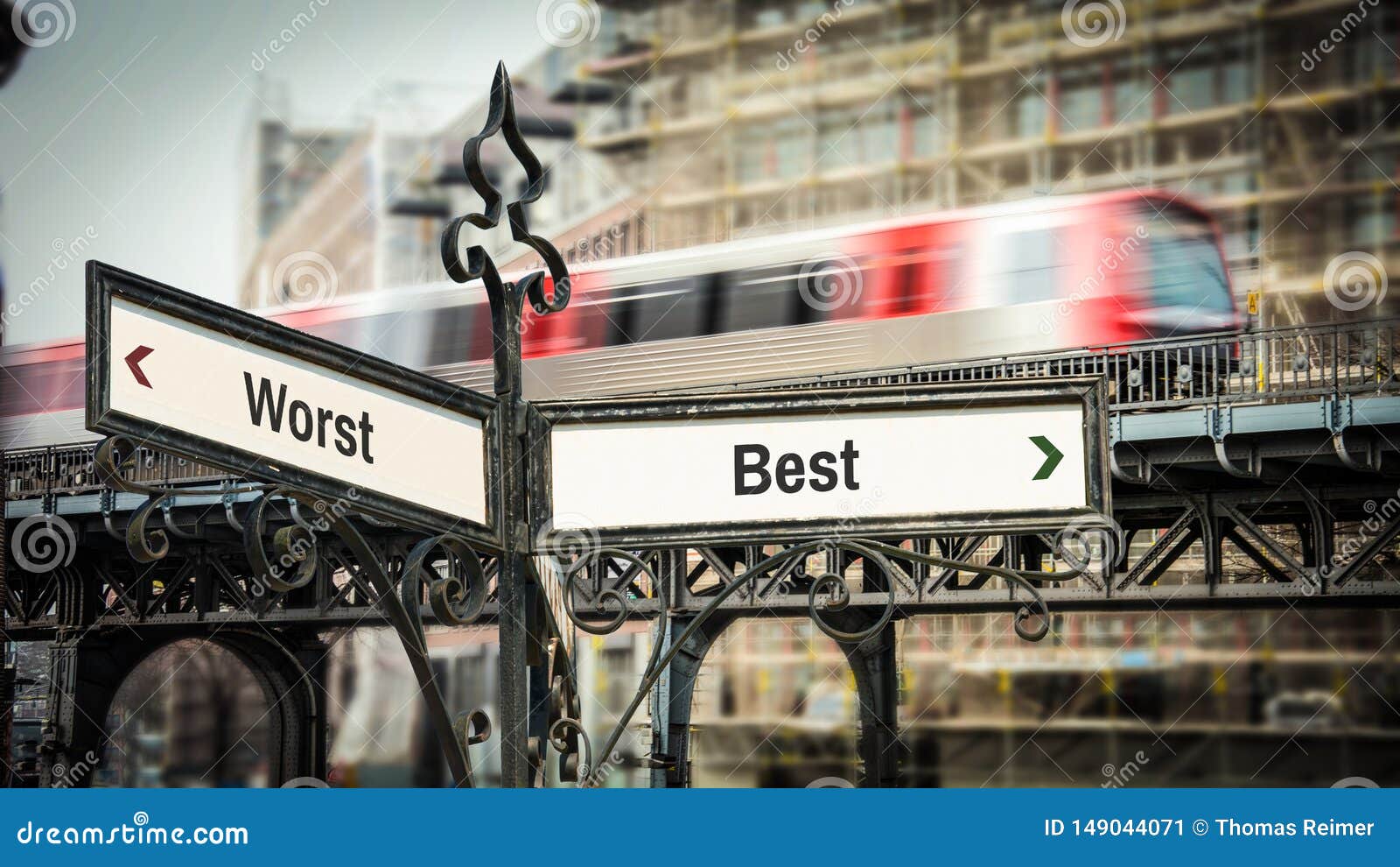Street Sign Best Versus Worst Stock Image - Image of false, shield ...