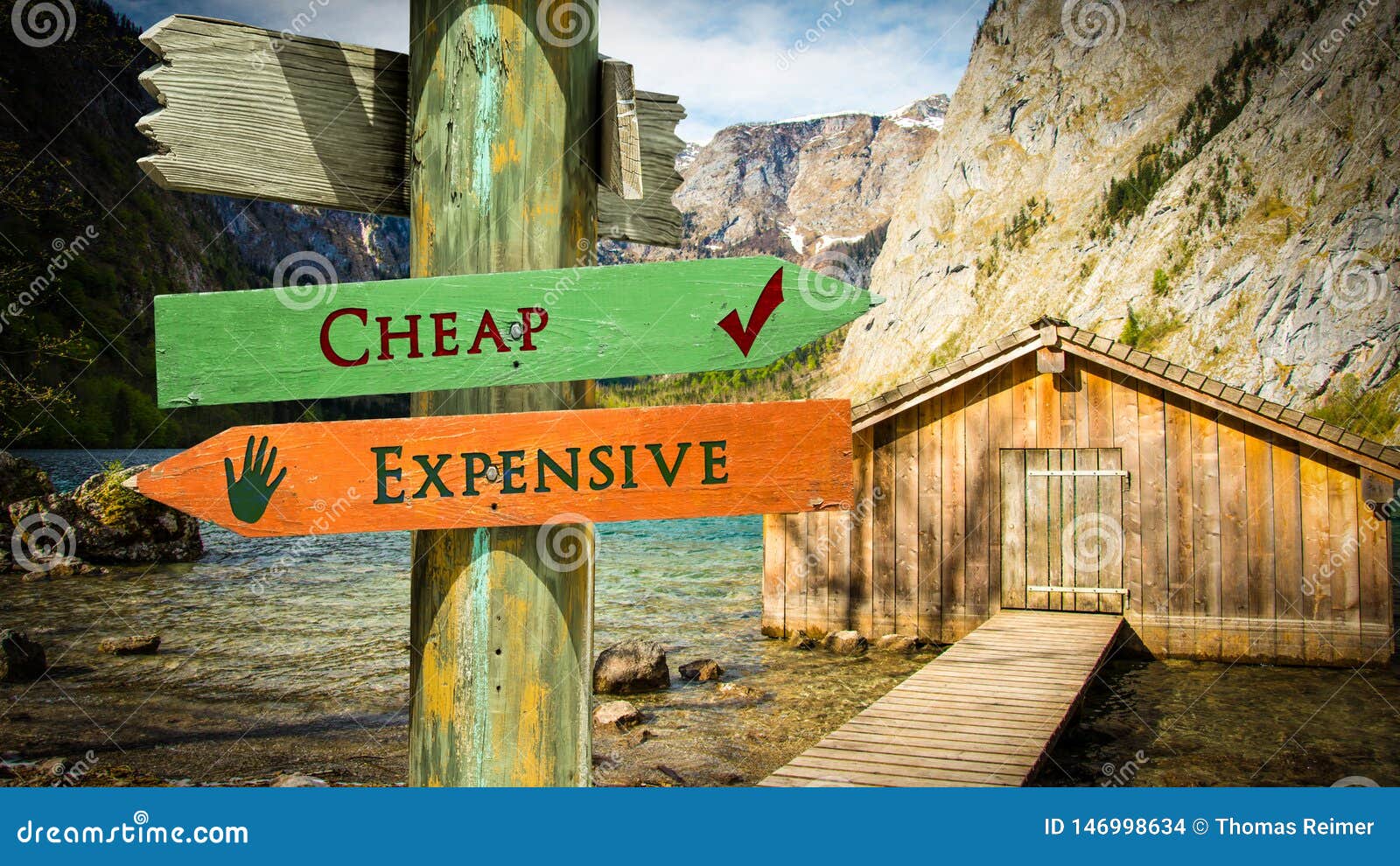 Street Sign Cheap Versus Expensive Stock Photo - Image of prices, sign ...