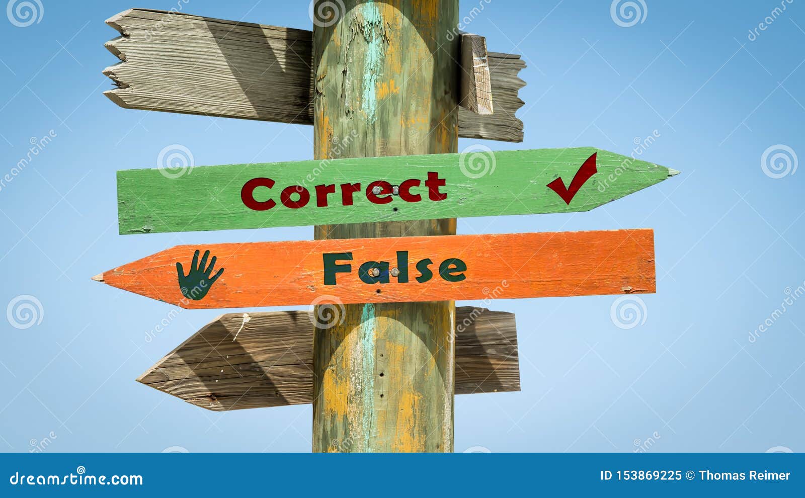 Street Sign Correct Versus False Stock Image - Image of success ...