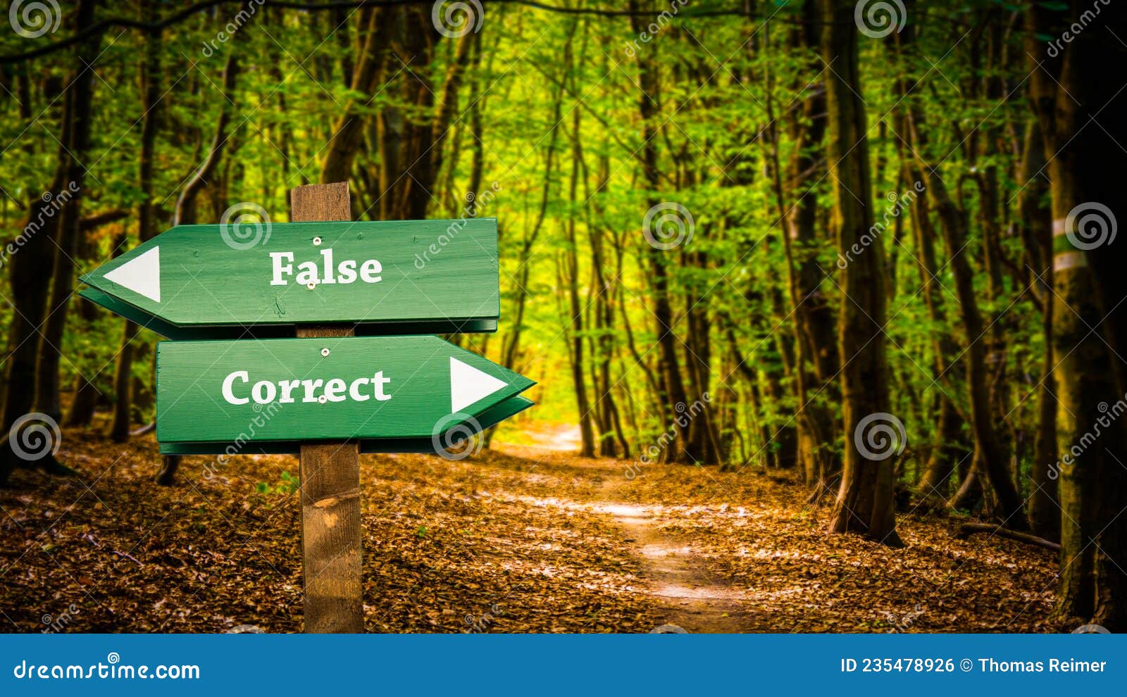 Street Sign Correct Versus False Stock Photo - Image of direction ...