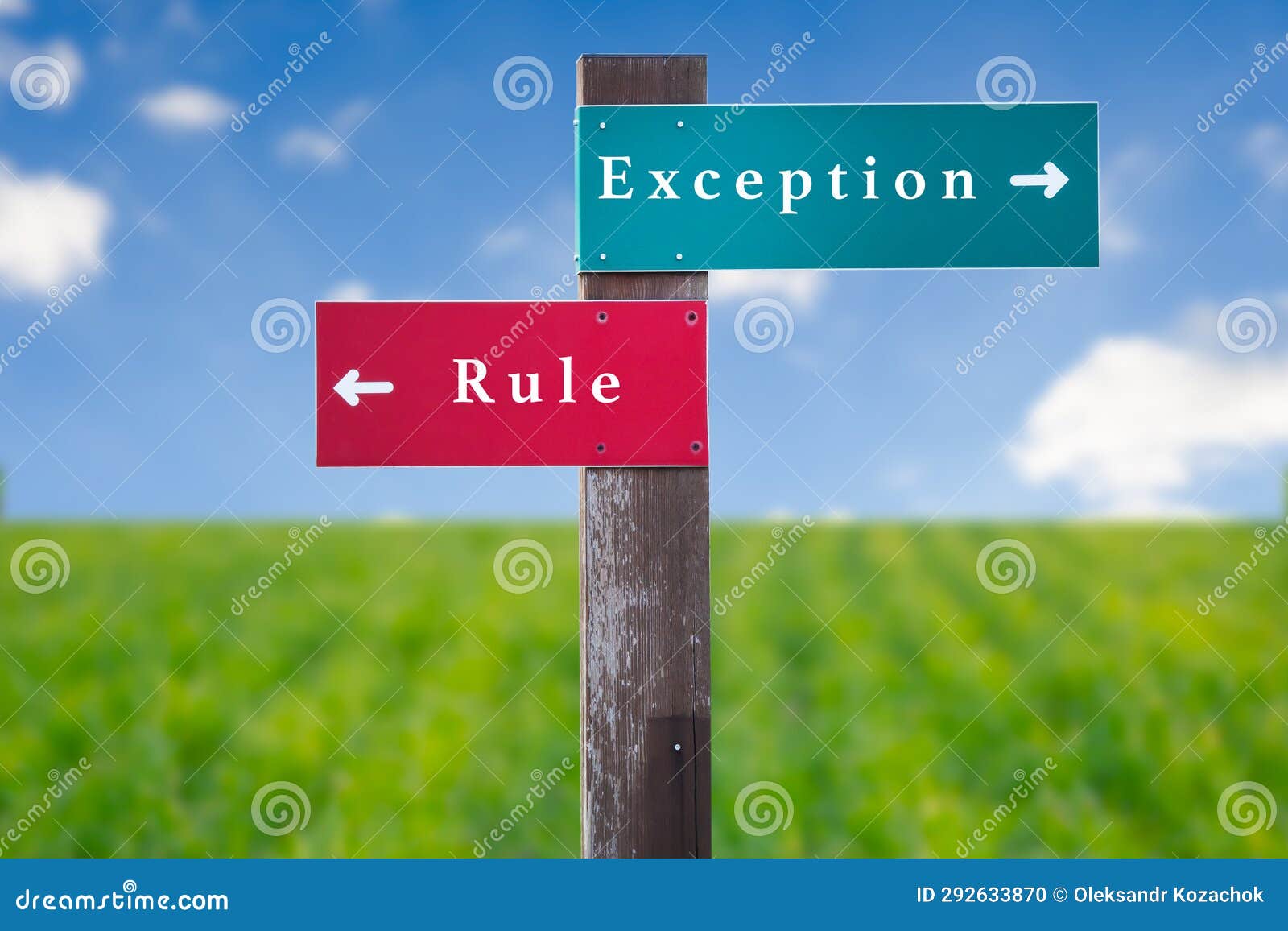 Street Sign the Direction Way To Exception Versus Rule. Stock ...