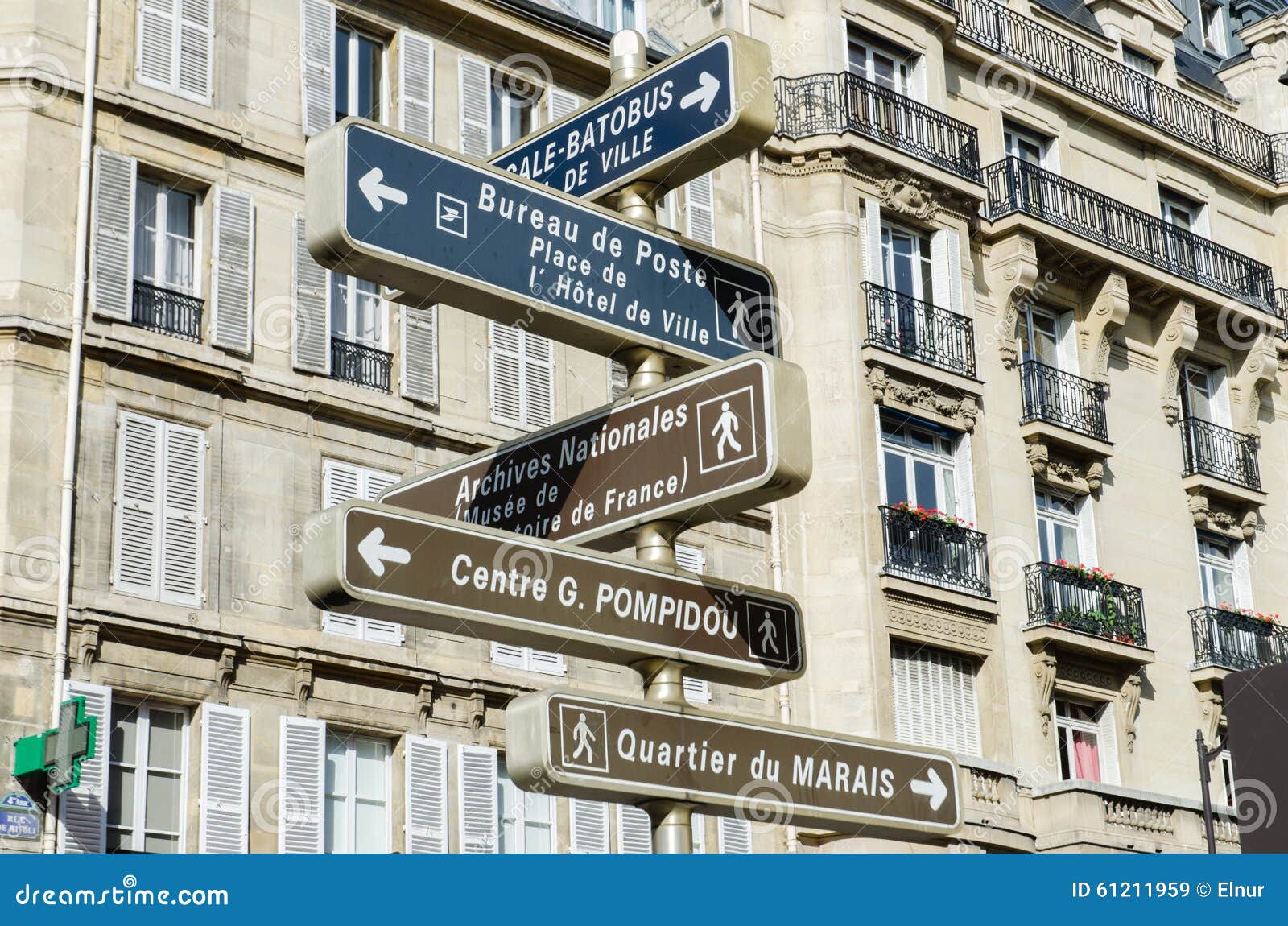 The Street Sign with Directions in Paris Stock Image - Image of ...