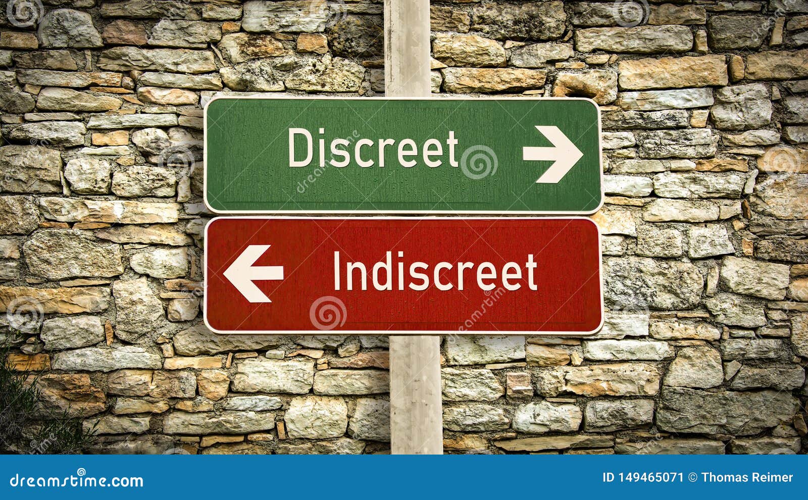 Street Sign Discreet Versus Indiscreet Stock Image - Image of privacy ...